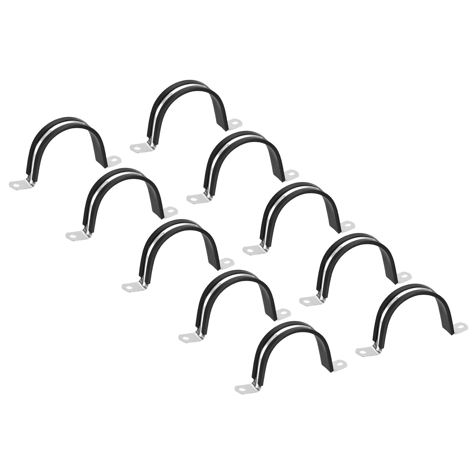 Uxcell 60mm Rigid Pipe Strap Clamp, 12 Pcs 304 Stainless Steel Two Hole ...