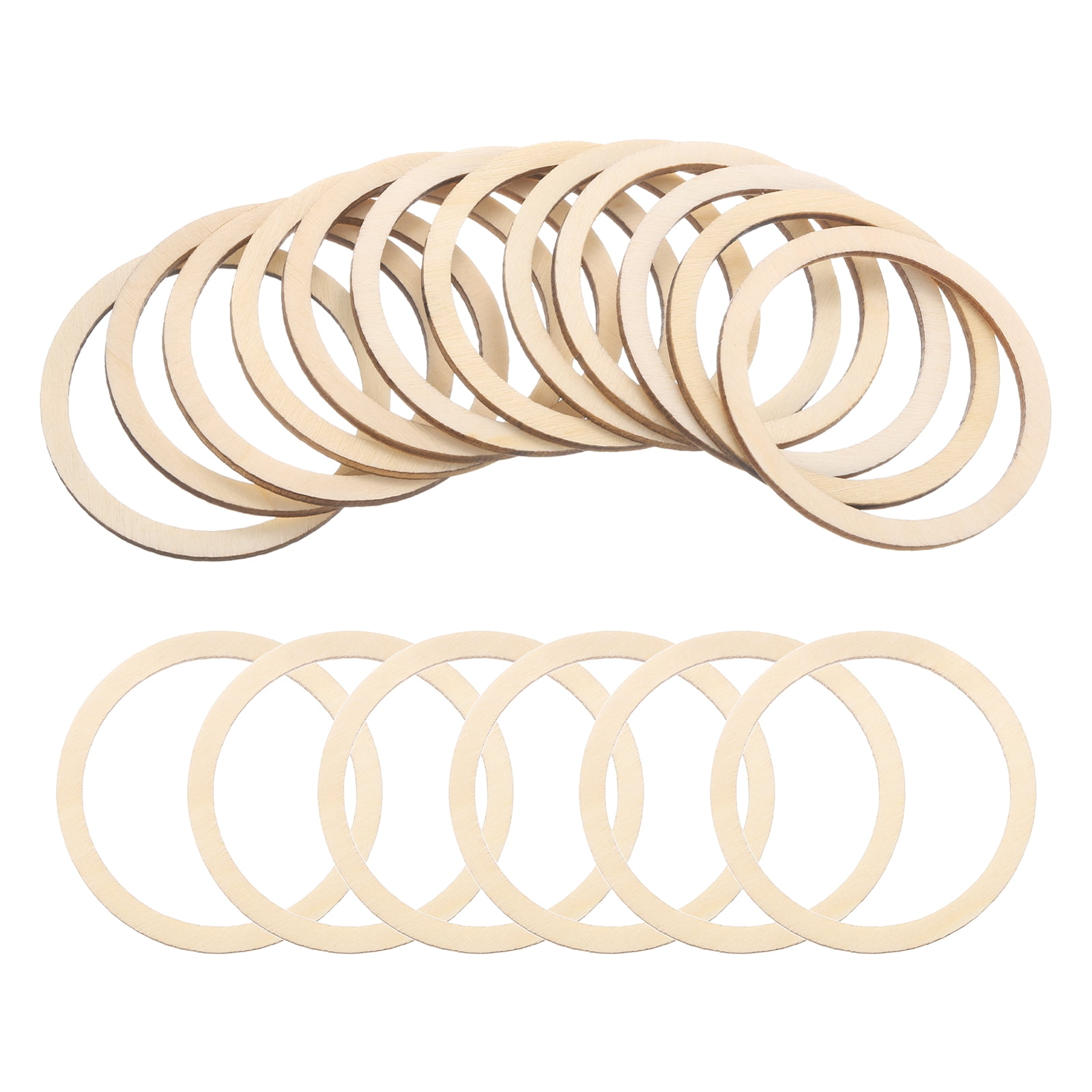 Uxcell 60mm Wooden Rings for Crafts, 80 Pack Natural Wood Rings ...