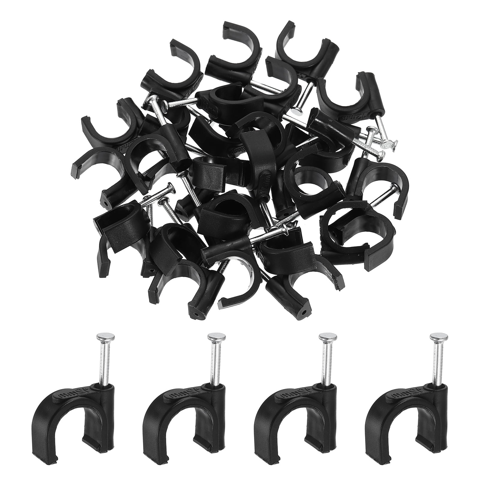 Uxcell 60pcs Cable Clips with Nail 12mm ID Circular Single Half Clamp J ...