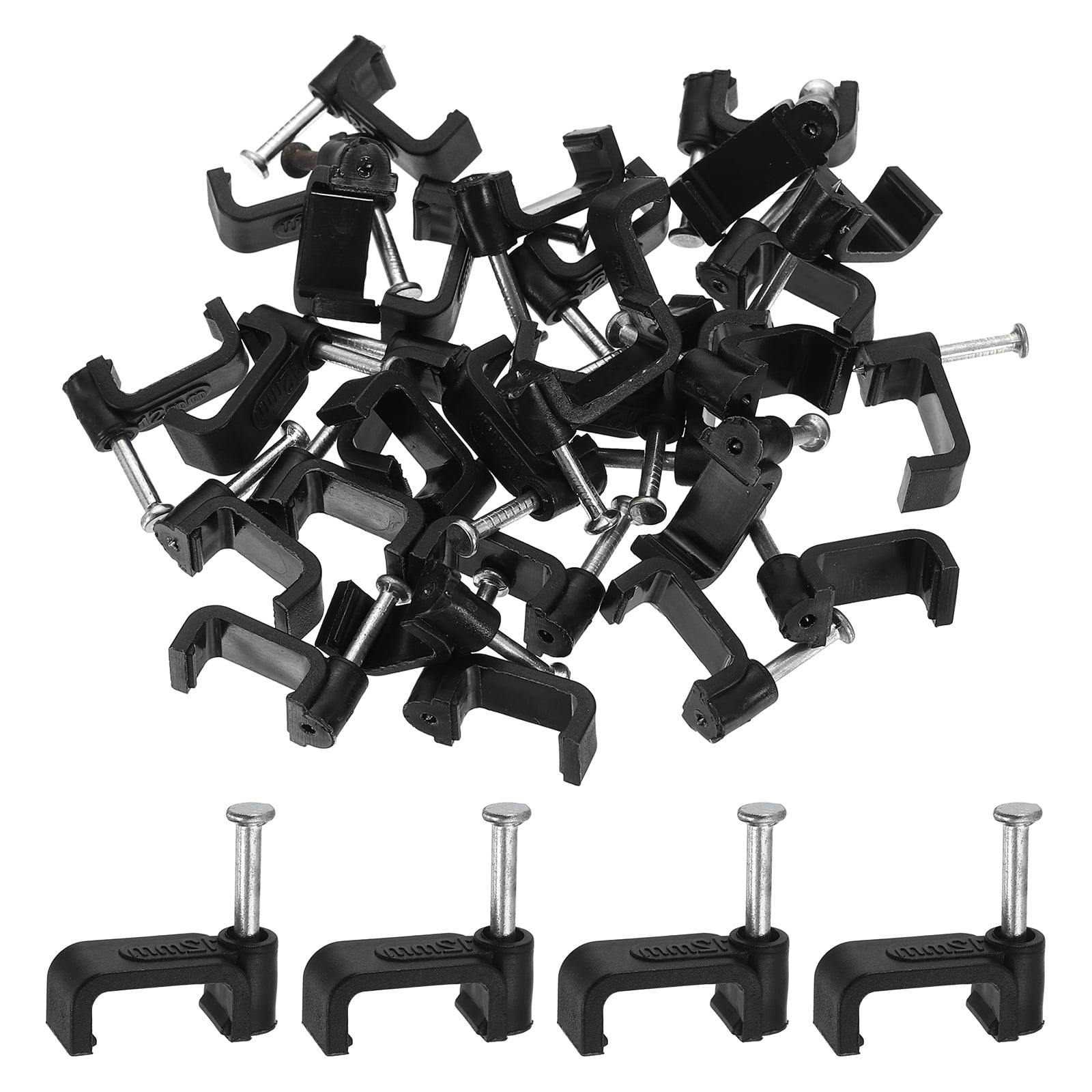 Uxcell 60pcs Cable Clips with Nail 12mm ID Squarer Single Half Clamp J ...