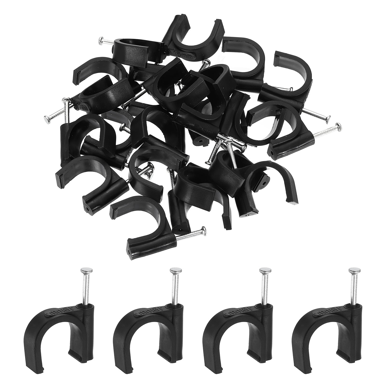 Uxcell 60pcs Cable Clips with Nail 18mm ID Circular Single Half Clamp J ...
