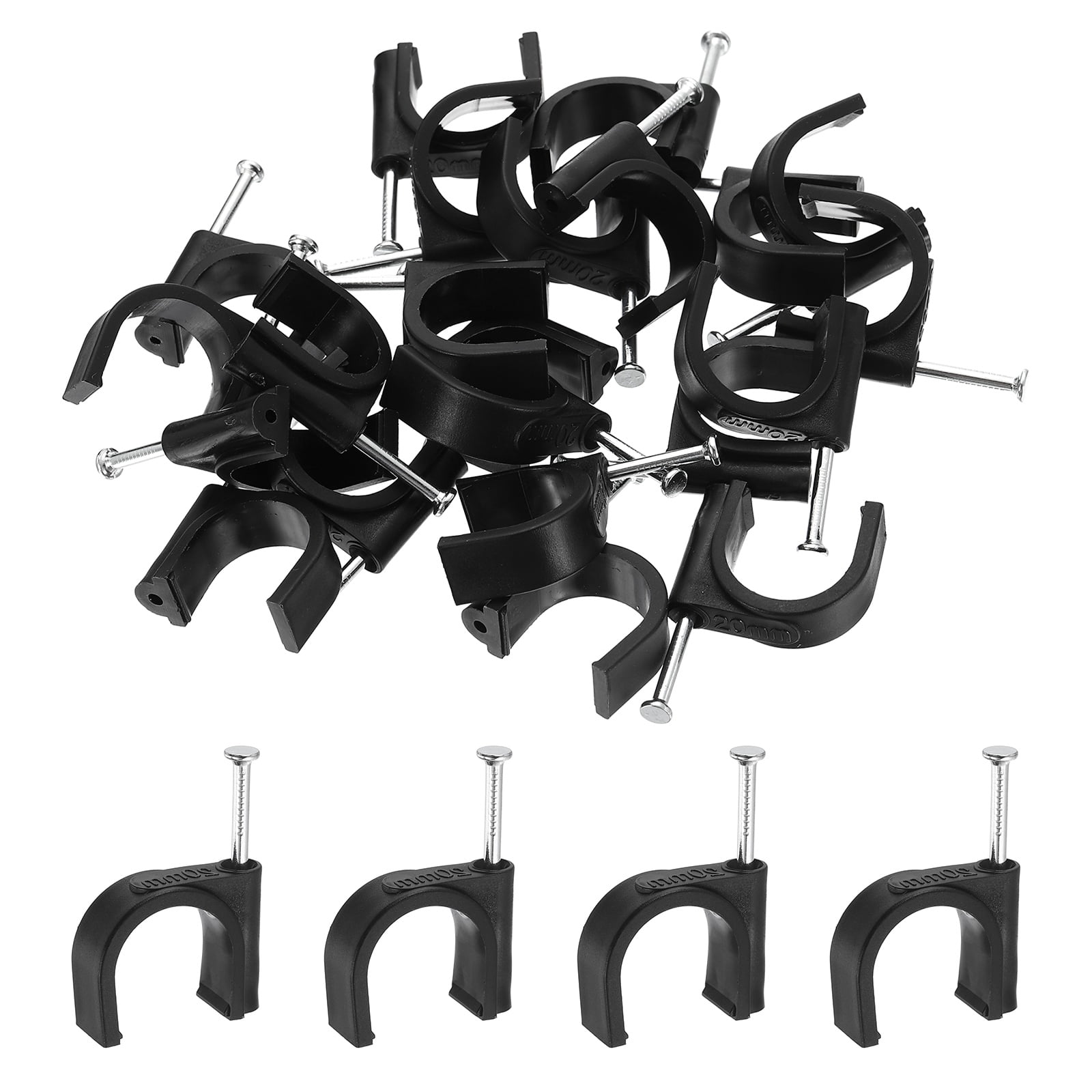 Uxcell 60pcs Cable Clips with Nail 20mm ID Circular Single Half Clamp J ...