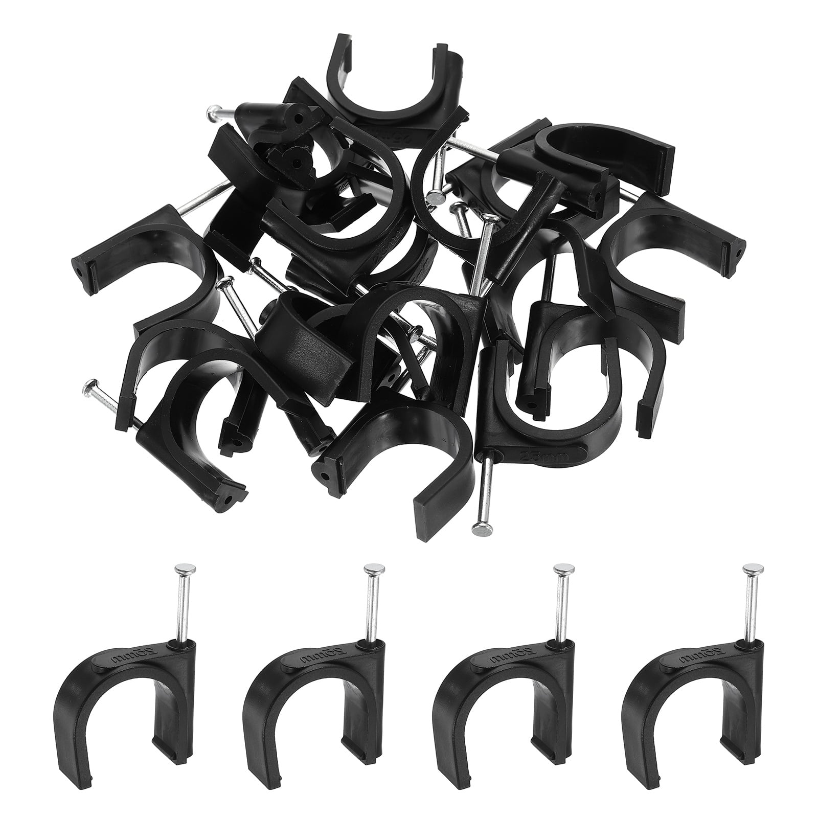 Uxcell 60pcs Cable Clips with Nail 25mm ID Circular Single Half Clamp J ...
