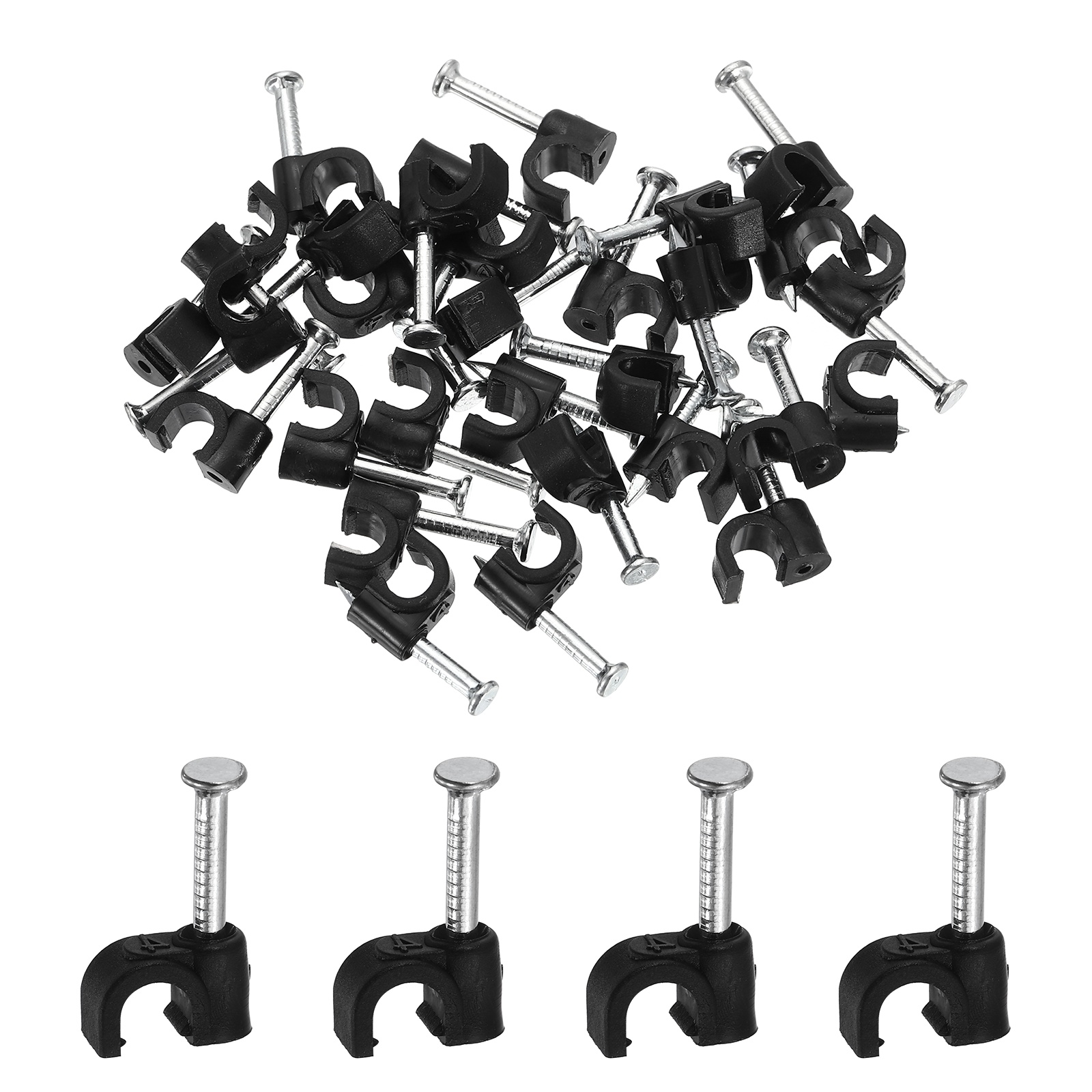 Uxcell 60pcs Cable Clips with Nail 4mm ID Circular Single Half Clamp J ...