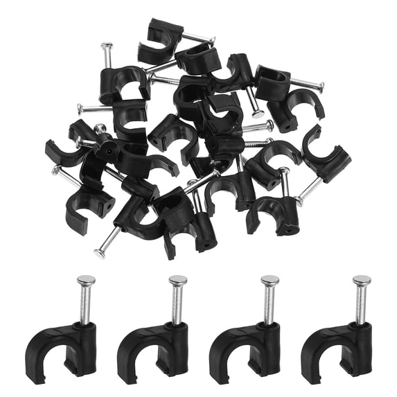 Uxcell 60pcs Cable Clips with Nail 7mm ID Circular Single Half Clamp J ...