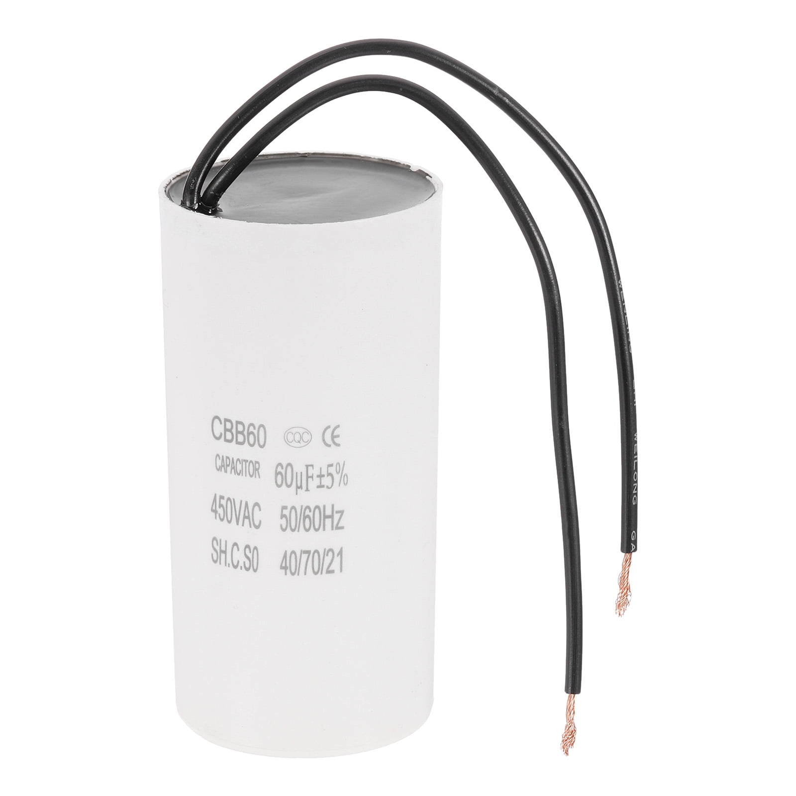 Uxcell 60uF CBB60 Running Capacitor, Run Capacitor with 2 Wires, AC 450V Start Up Motor with ...