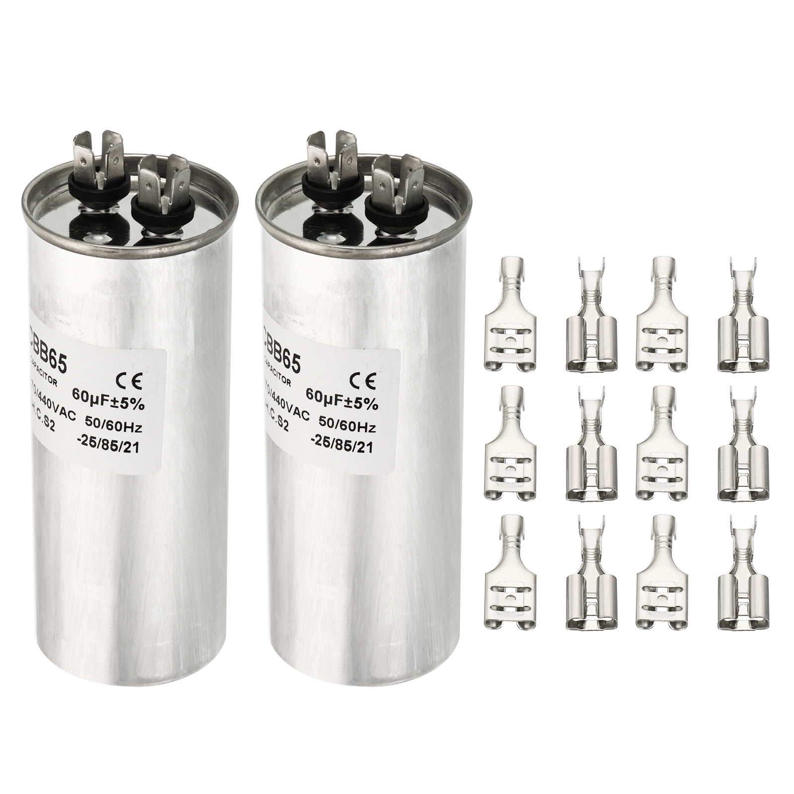 Uxcell 60uf 60MDF 370/440VAC Fan Start Capacitor,2Pcs CBB65 Circular Run Capacitor with ...