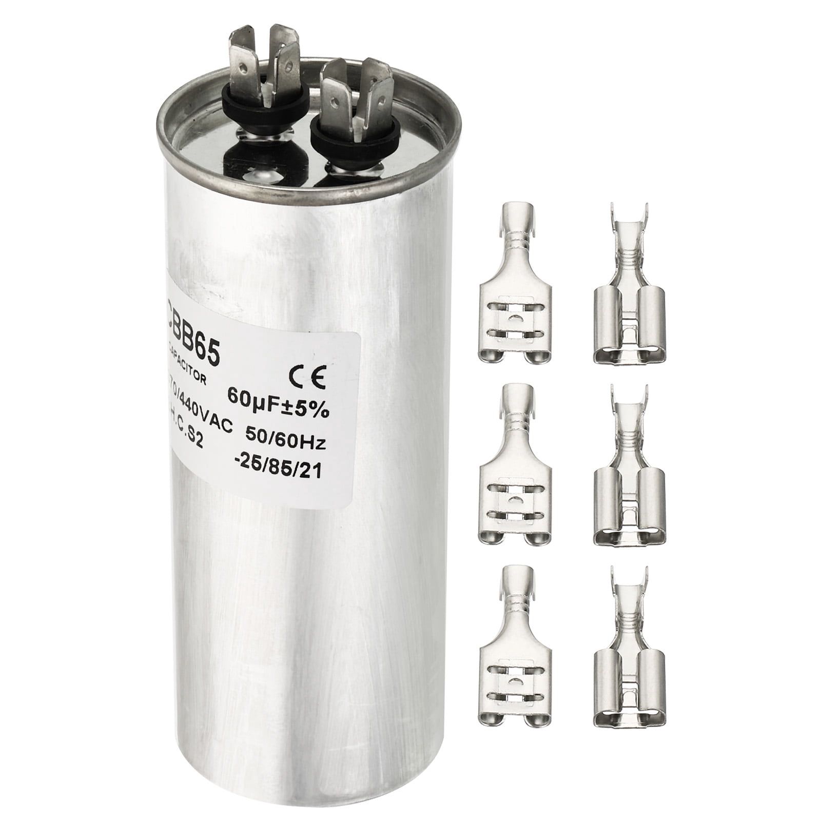 Uxcell 60uf 60MDF 370/440VAC Fan Start Capacitor, CBB65 Circular Run ...