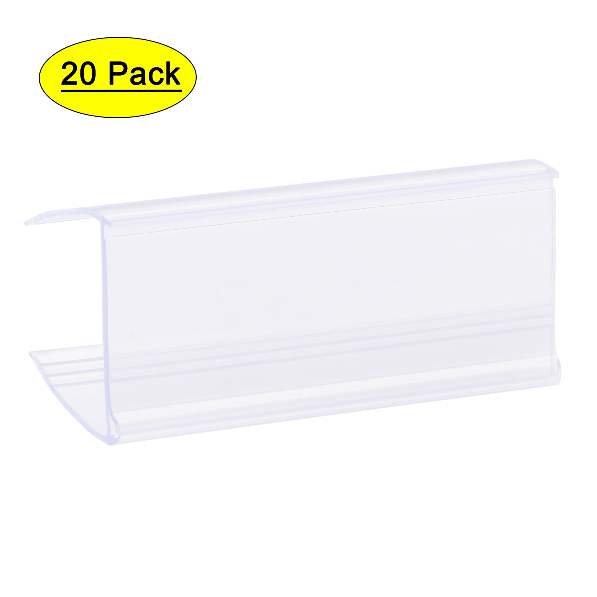 Uxcell 60x27mm Clear Plastic Label Holder Clip for Shelf, 20 Pack ...