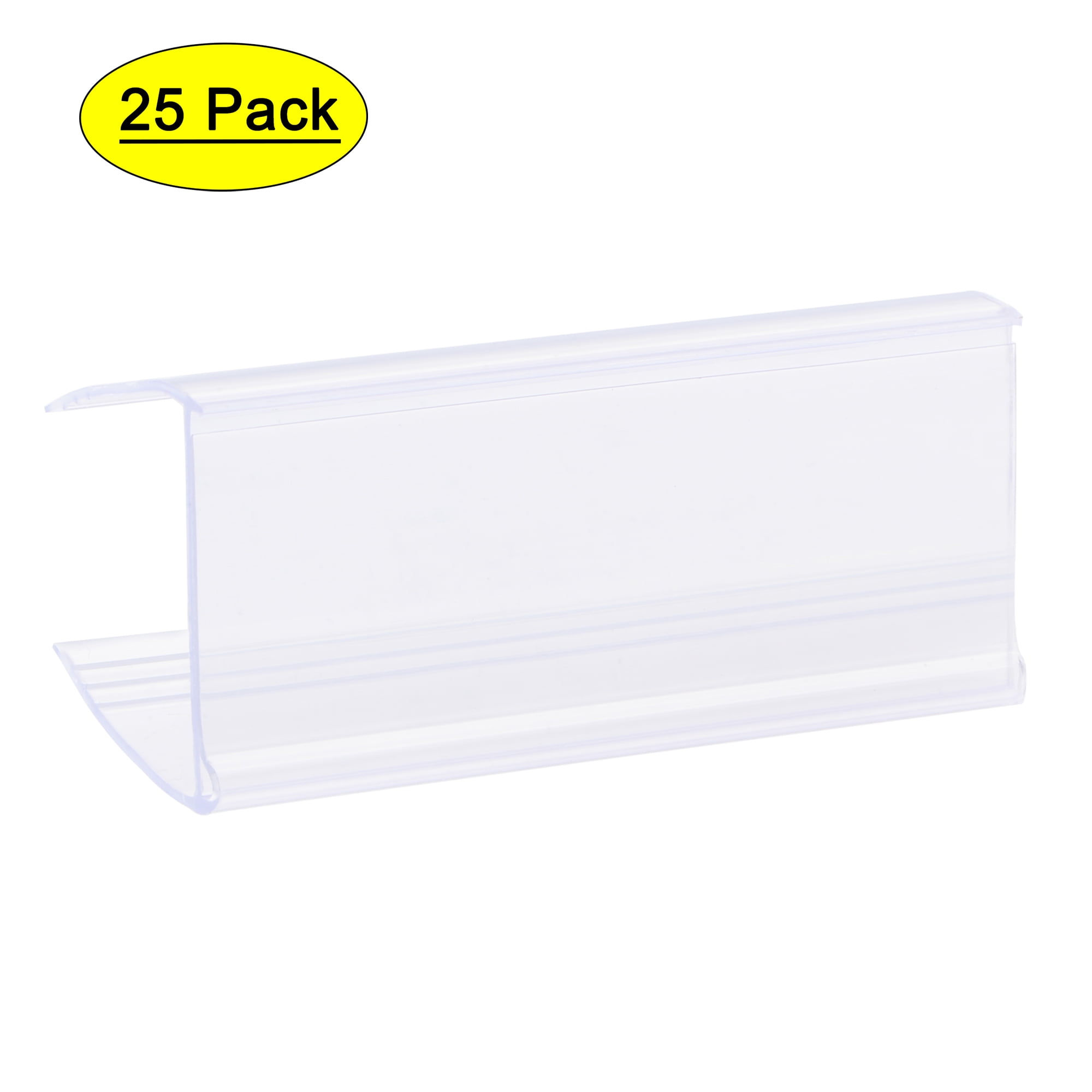 Uxcell 60x27mm Clear Plastic Label Holder Clip for Shelf, 25 Pack ...