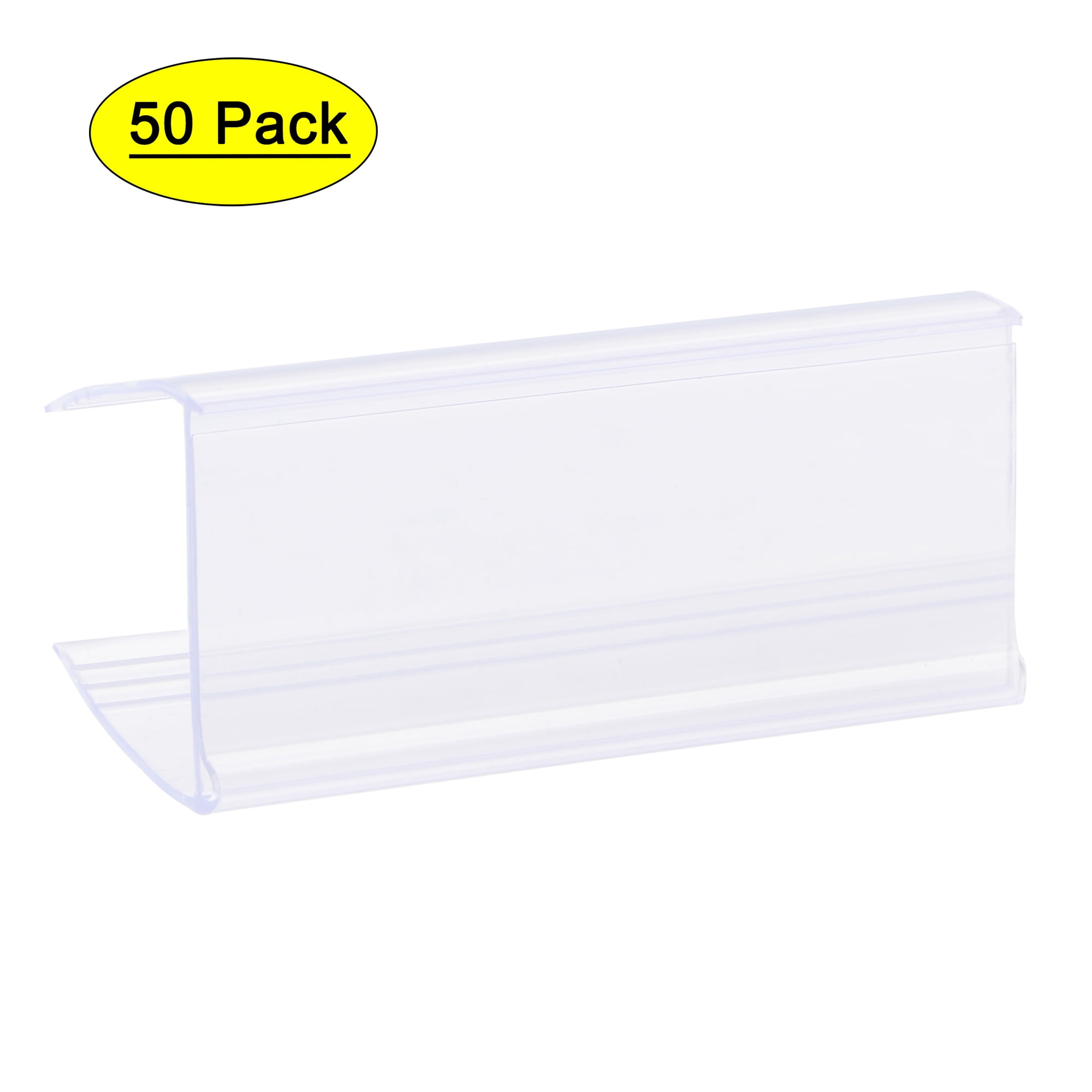 Uxcell 60x27mm Clear Plastic Label Holder Clip for Shelf, 50 Pack ...