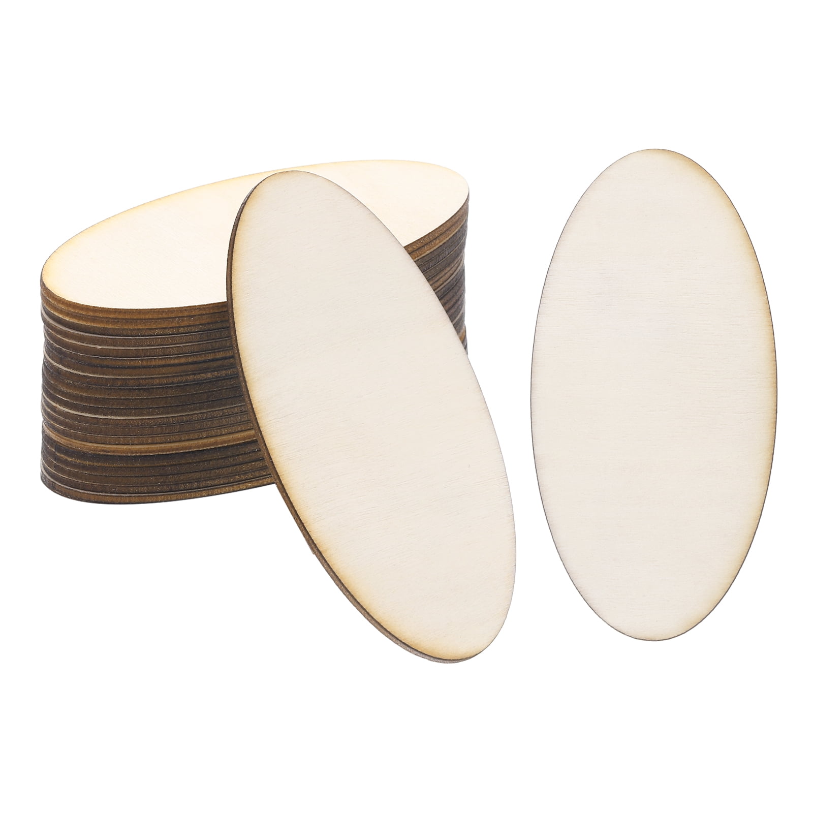 Uxcell 60x30mm Wood Pieces, 20 Pack Unfinished Oval Wood Shapes Blank ...