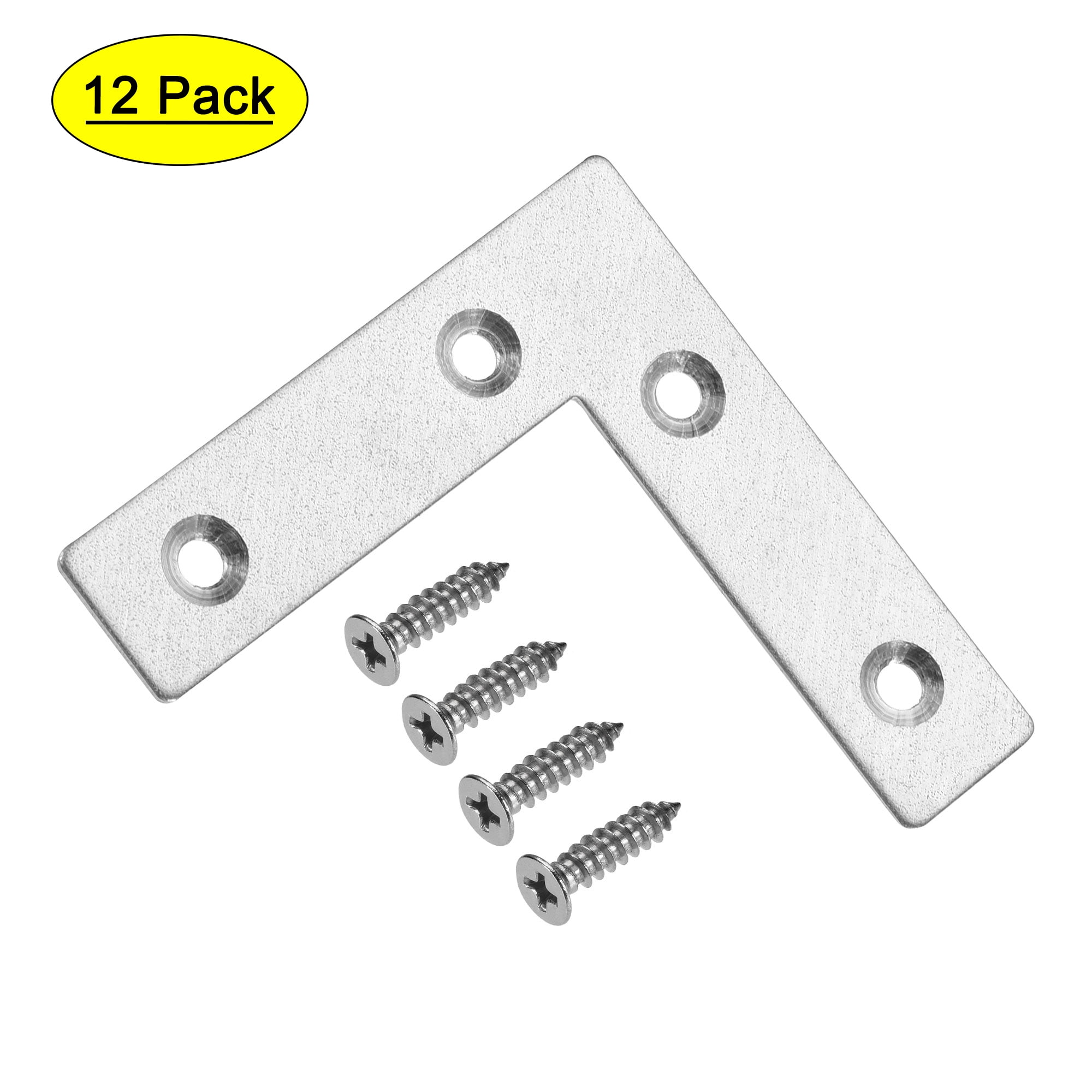Uxcell 60x60x1.3mm L Shape Flat Brackets Stainless Steel Polishing w ...