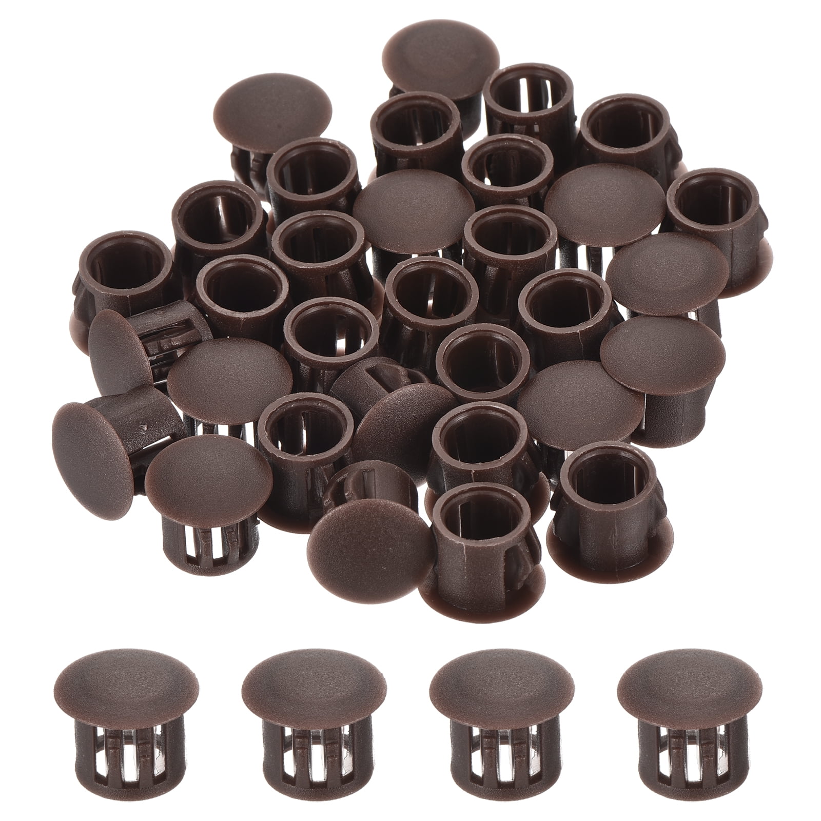Uxcell 64PCS 10mm Brown Plastic Hole Plugs, Flush Type Panel Hole Caps ...