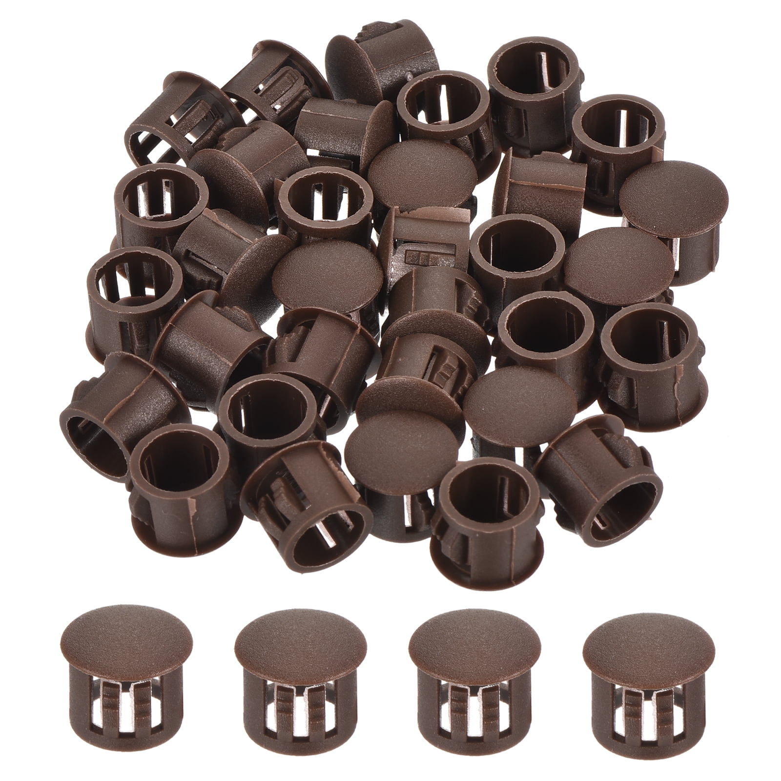 Uxcell 64PCS 11mm Brown Plastic Hole Plugs, Flush Type Panel Hole Caps ...