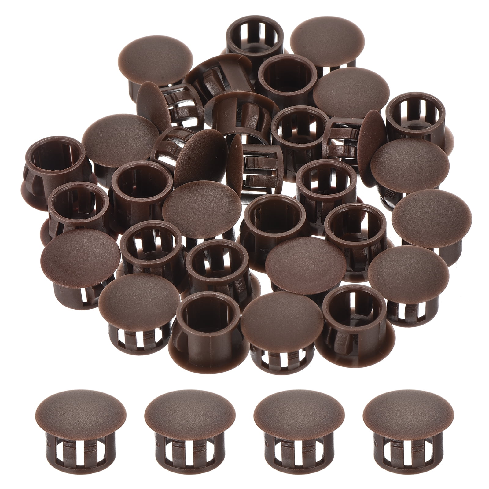 Uxcell 64PCS 13mm Brown Plastic Hole Plugs, Flush Type Panel Hole Caps ...