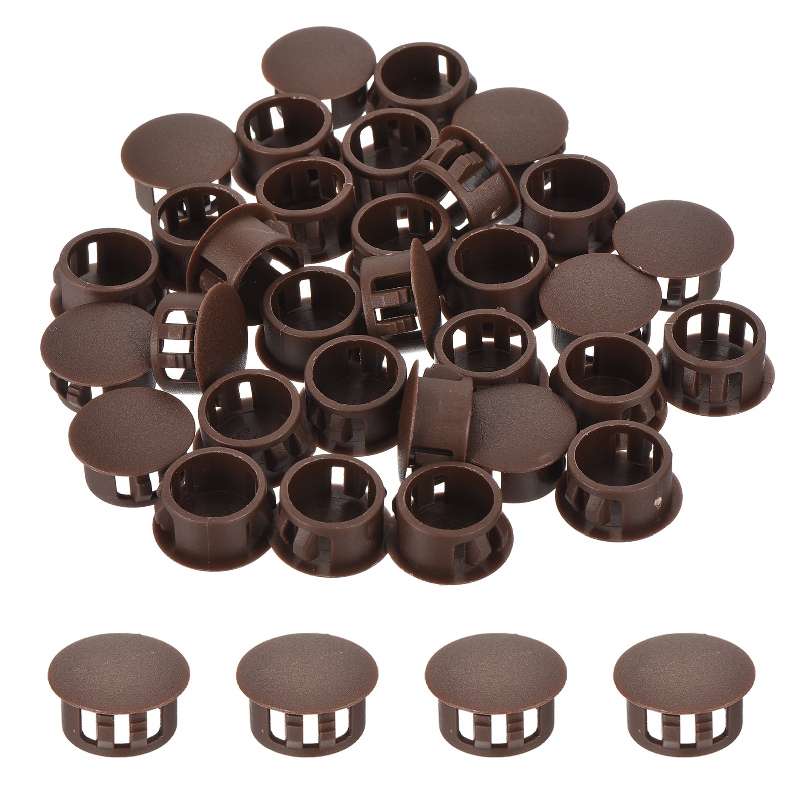 Uxcell 64PCS 16mm Brown Plastic Hole Plugs, Flush Type Panel Hole Caps ...