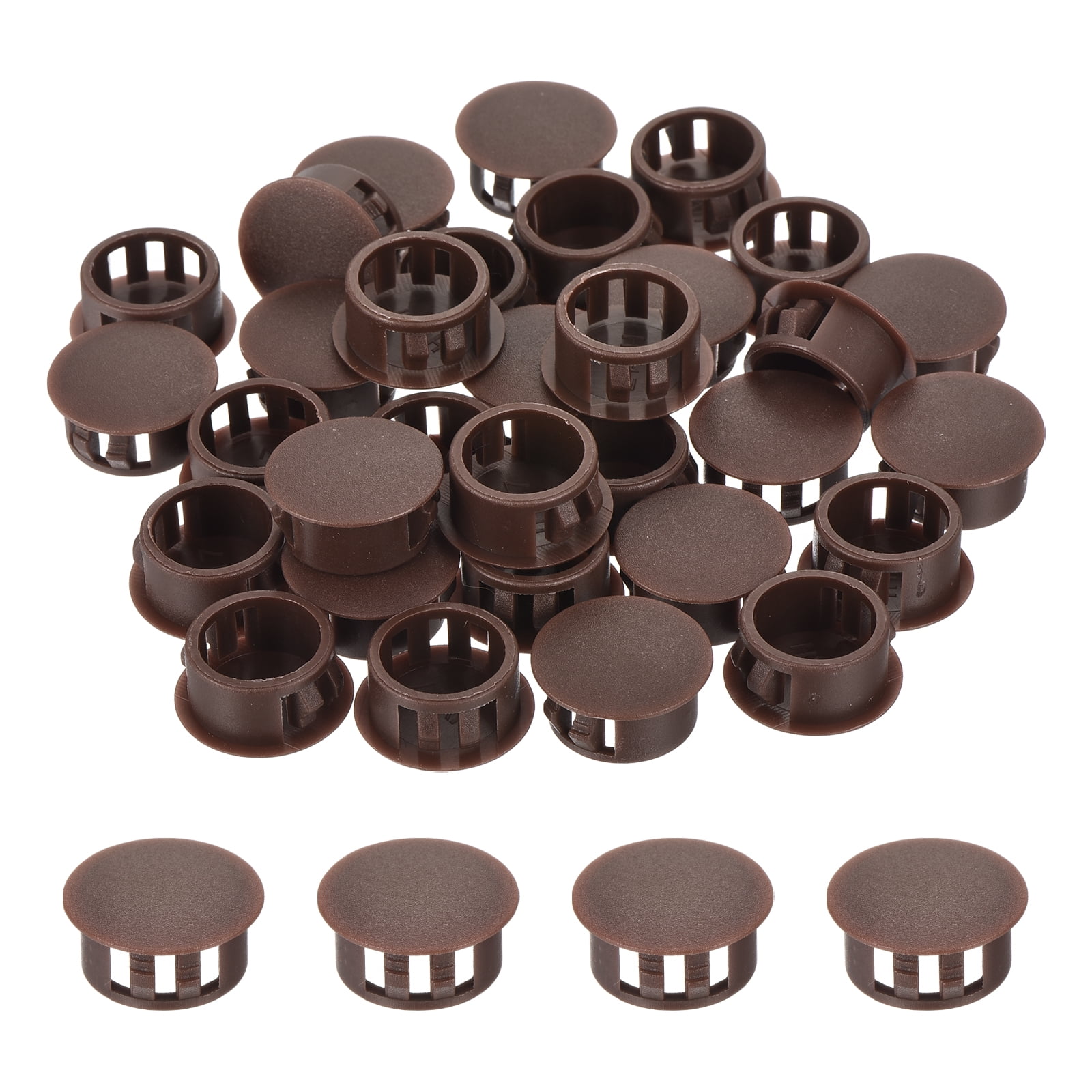 Uxcell 64PCS 18mm Brown Plastic Hole Plugs, Flush Type Panel Hole Caps ...