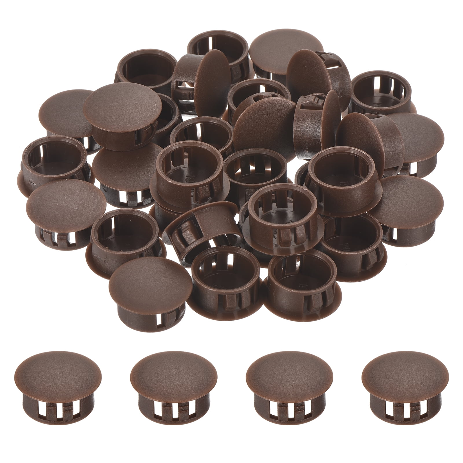 Uxcell 64PCS 20mm Brown Plastic Hole Plugs, Flush Type Panel Hole Caps ...