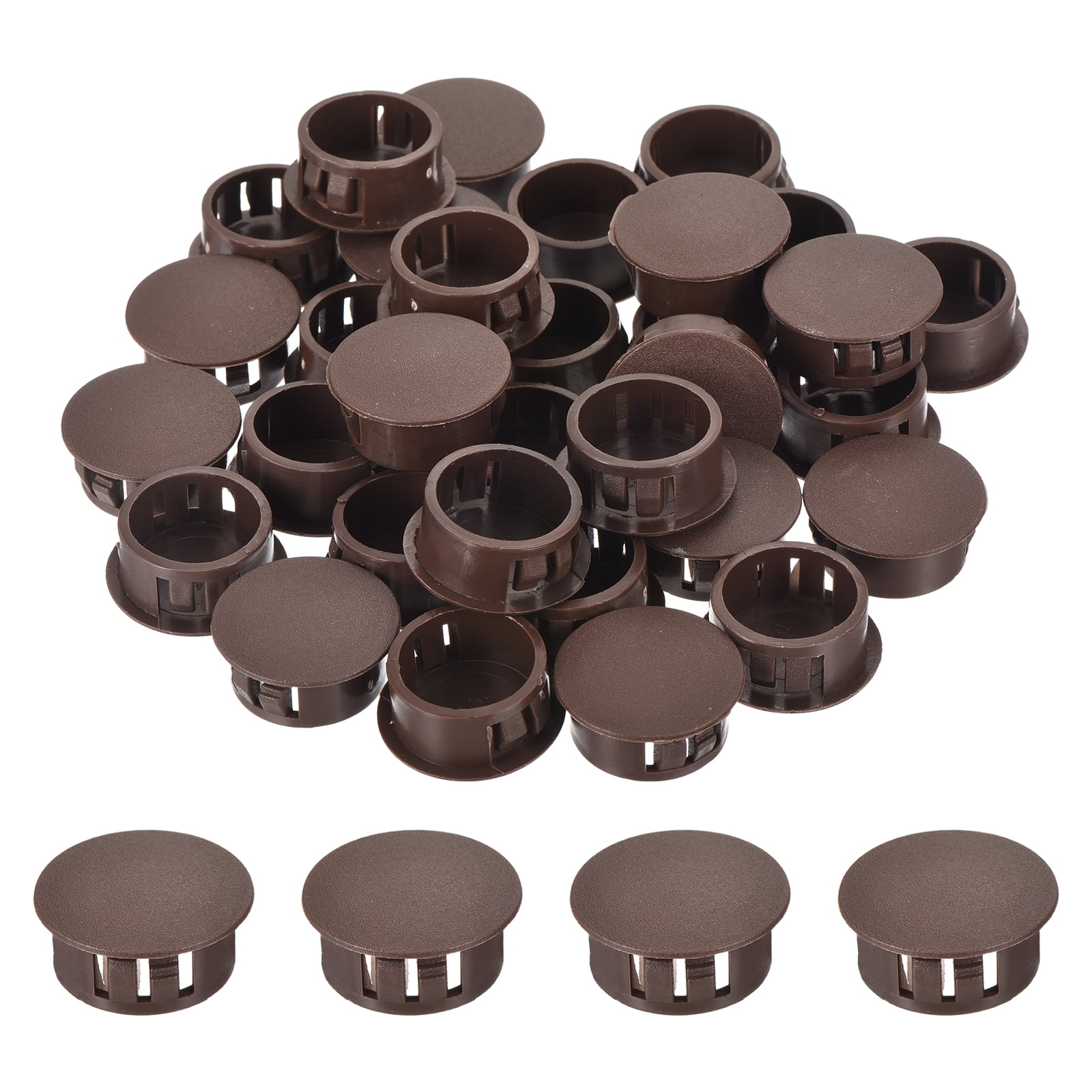 Uxcell 64PCS 25mm Brown Plastic Hole Plugs, Flush Type Panel Hole Caps ...