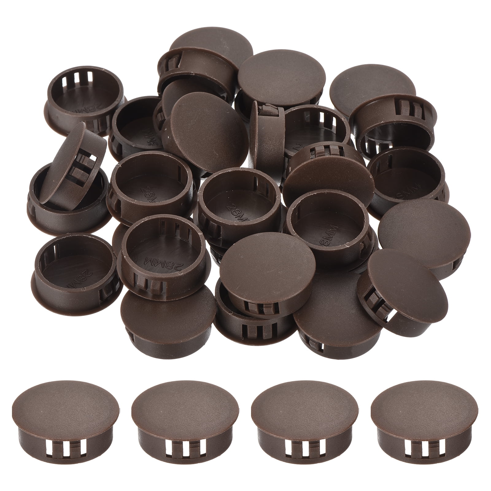 Uxcell 64PCS 30mm Brown Plastic Hole Plugs, Flush Type Panel Hole Caps ...