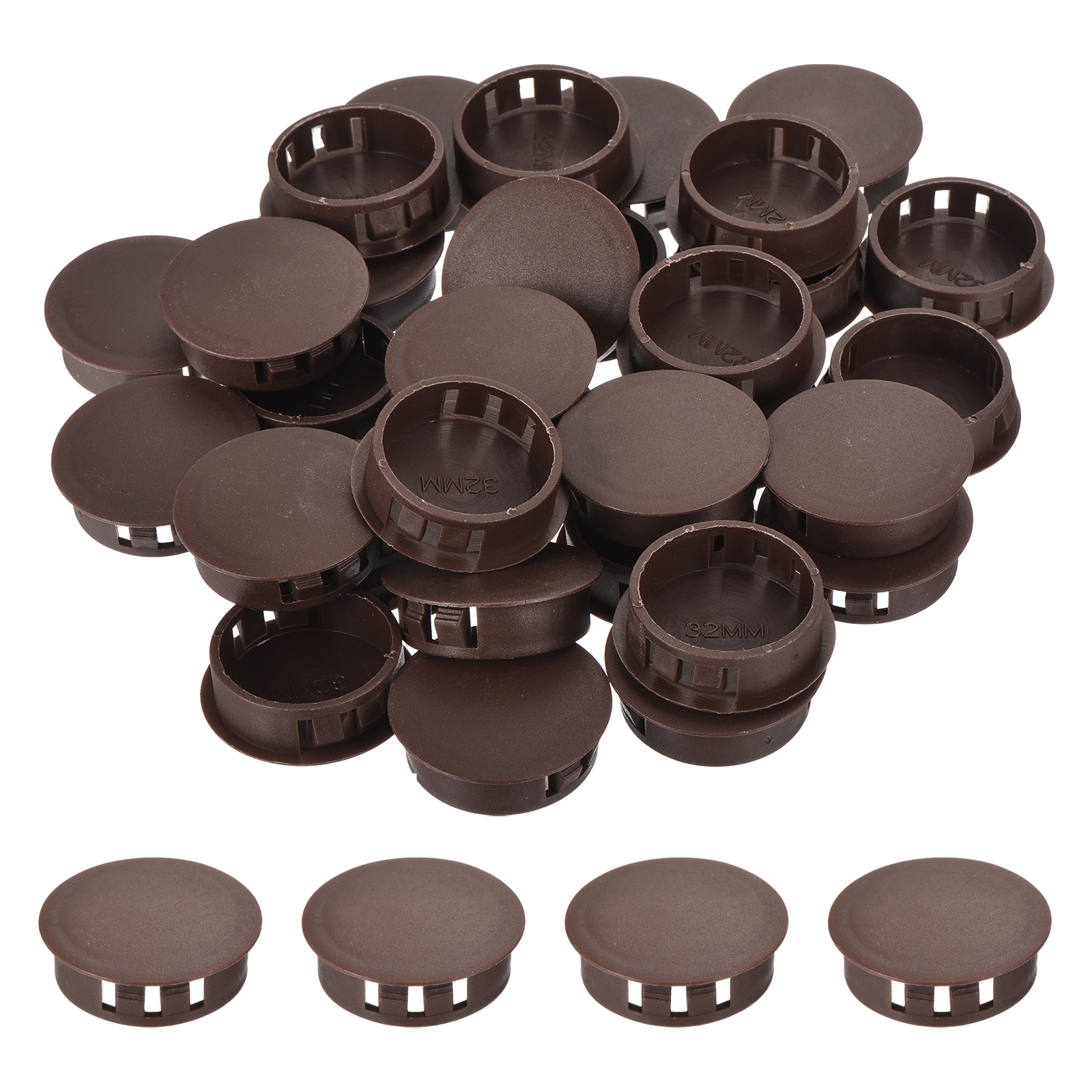 Uxcell 64PCS 32mm Brown Plastic Hole Plugs, Flush Type Panel Hole Caps ...