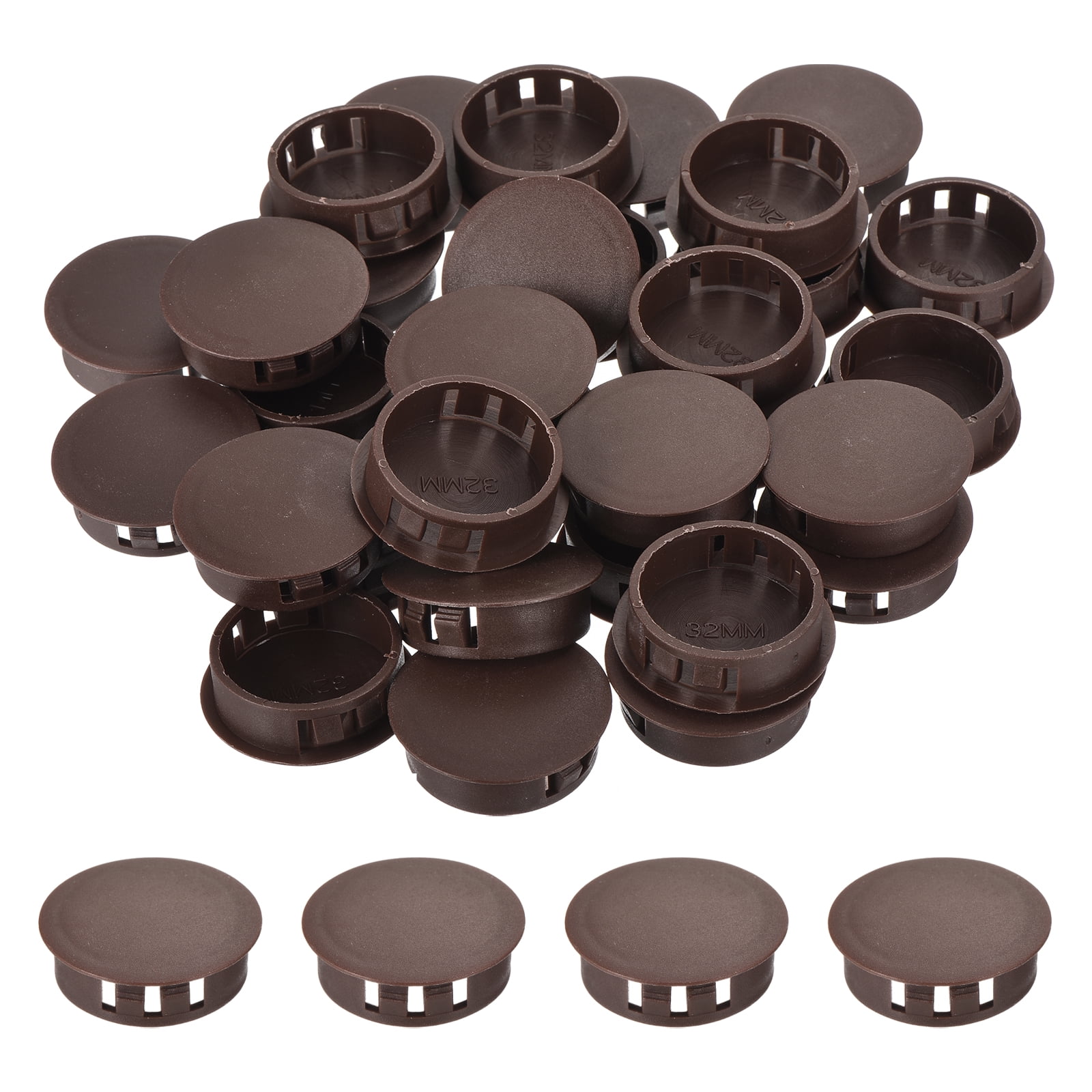 Uxcell 64PCS 35mm Brown Plastic Hole Plugs, Flush Type Panel Hole Caps ...