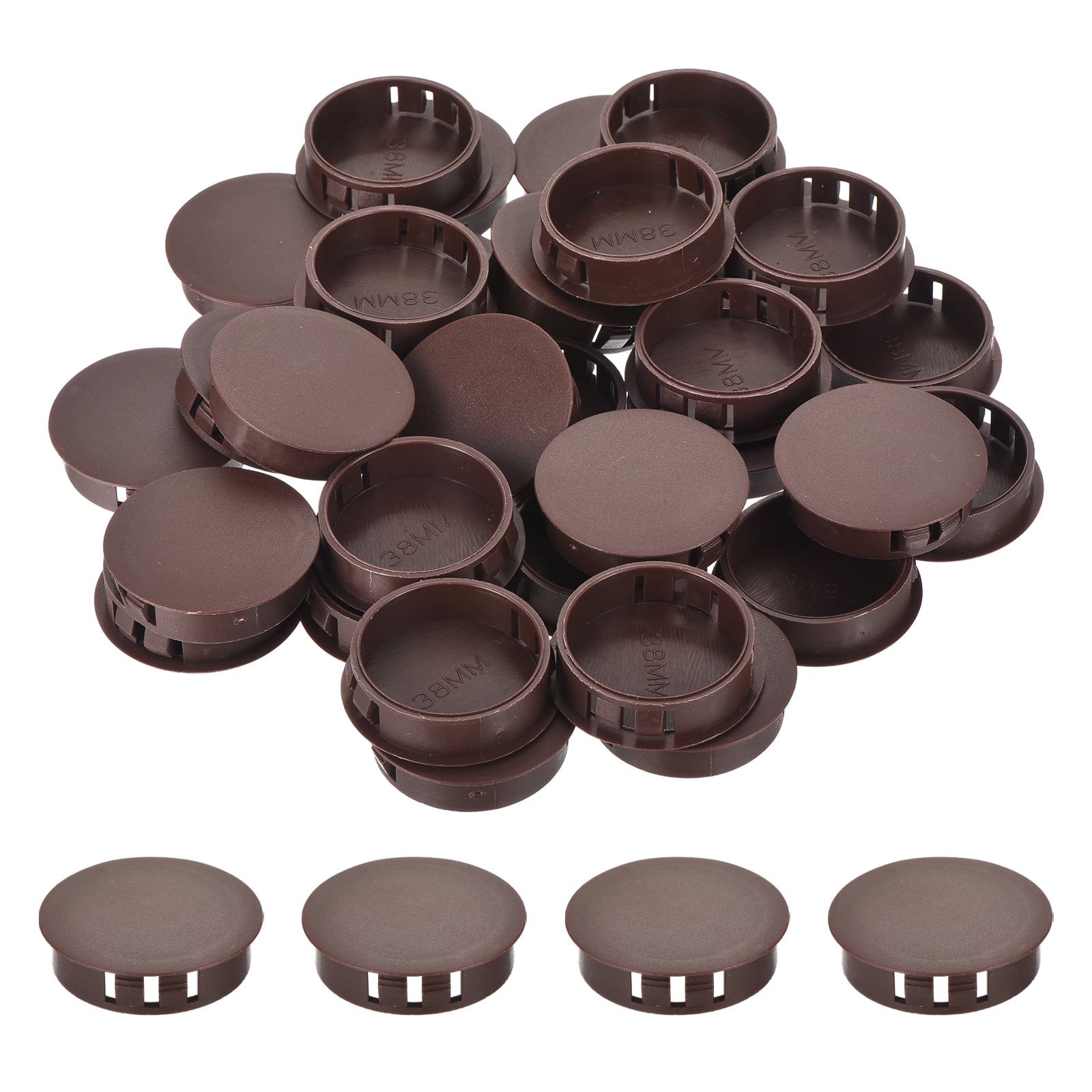 Uxcell 64PCS 38mm Brown Plastic Hole Plugs, Flush Type Panel Hole Caps ...