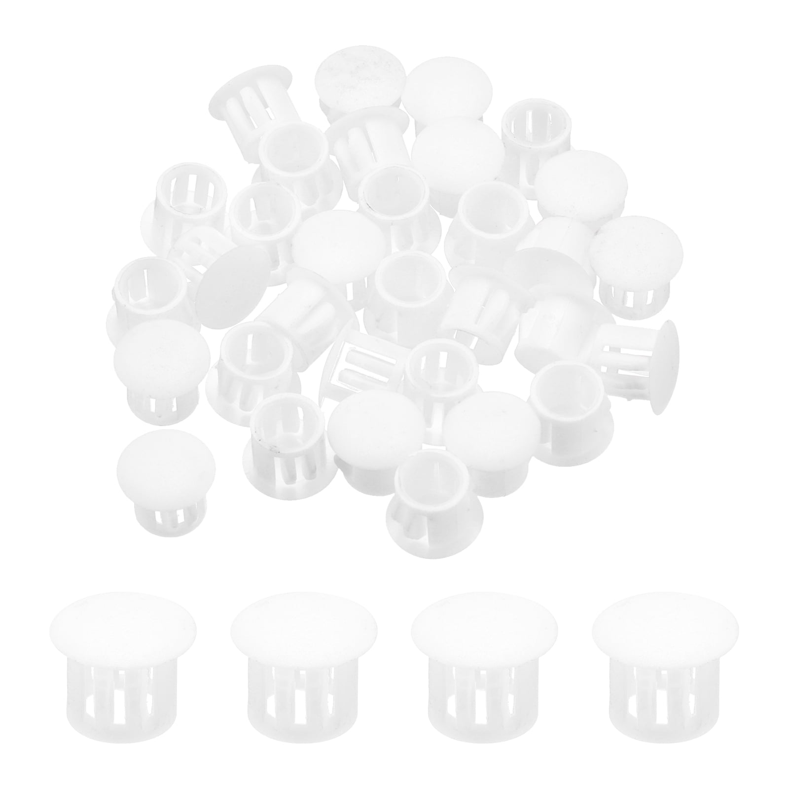 Uxcell 64Pcs 10mm(3/8') White Round Hole Plugs Nylon Plastic Flush Type ...