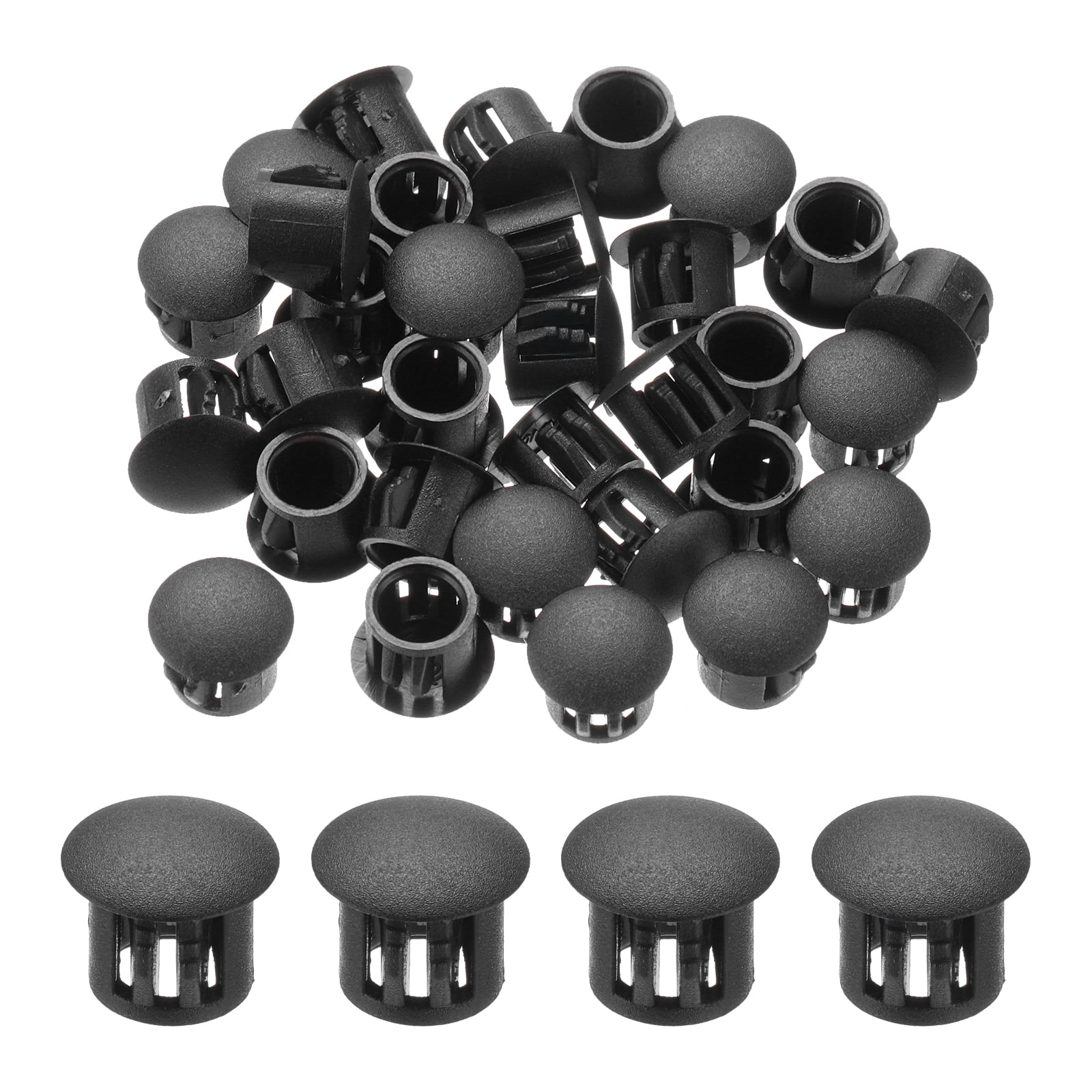 Uxcell 64Pcs 11mm(4/9') Black Round Hole Plugs Nylon Plastic Flush Type ...