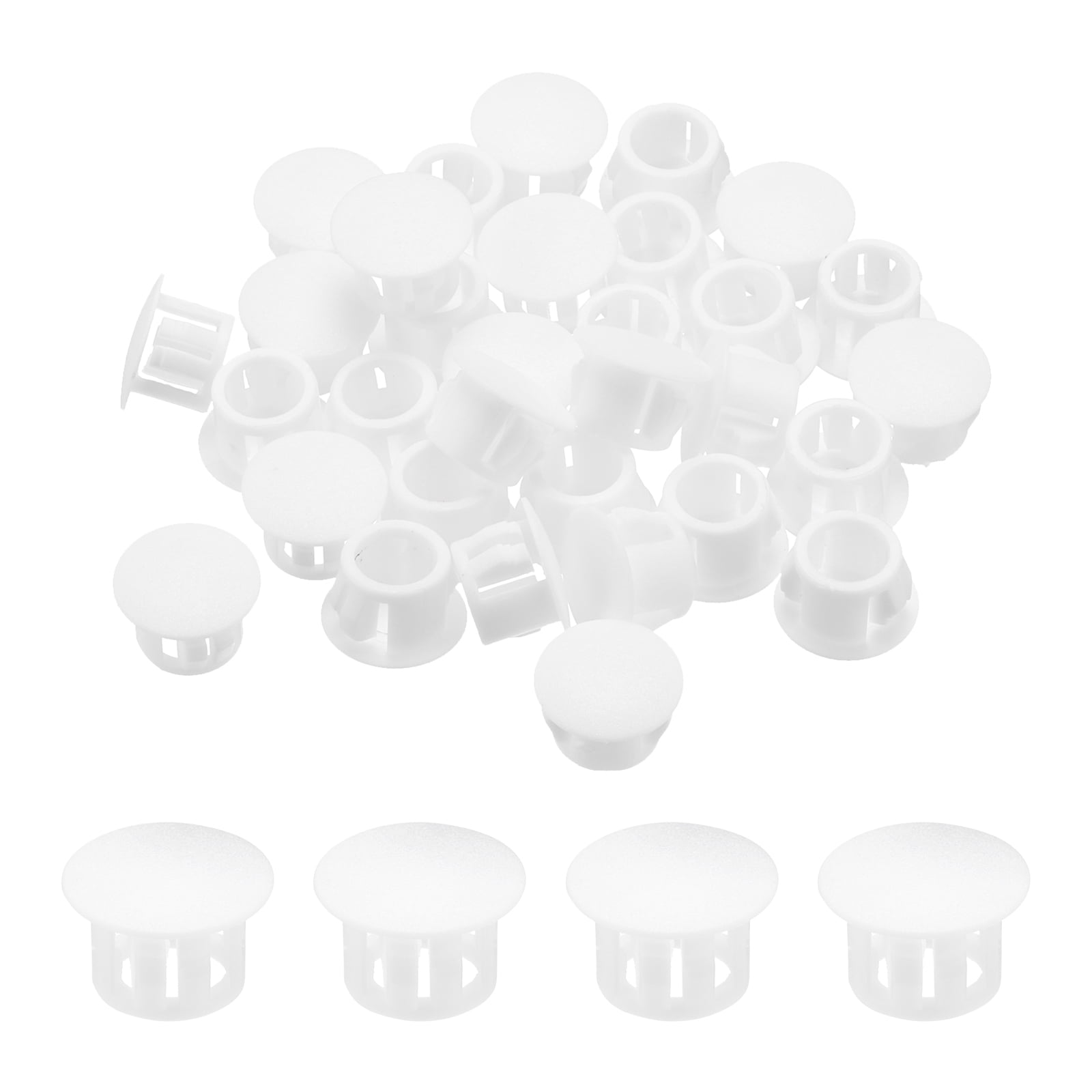 Uxcell 64Pcs 11mm(4/9') White Round Hole Plugs Nylon Plastic Flush Type ...