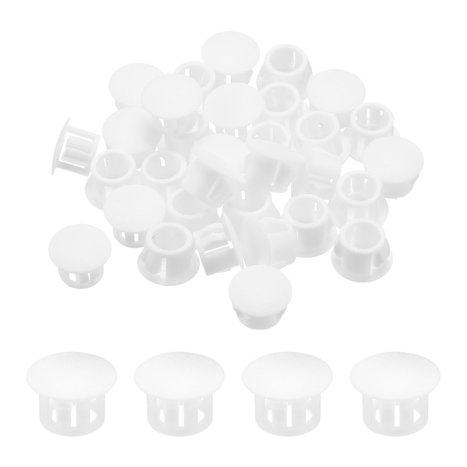 Uxcell 64Pcs 12mm(1/2') White Round Hole Plugs Nylon Plastic Flush Type ...
