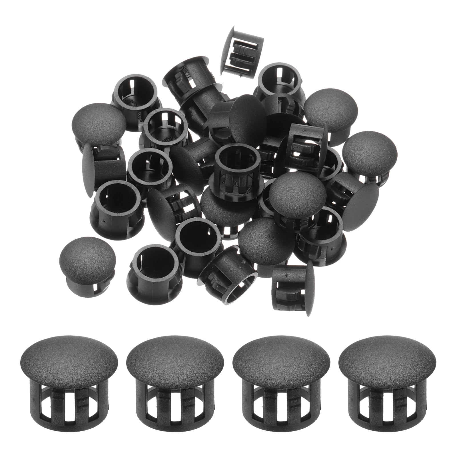 Uxcell 64Pcs 13mm(1/2') Black Round Hole Plugs Nylon Plastic Flush Type ...
