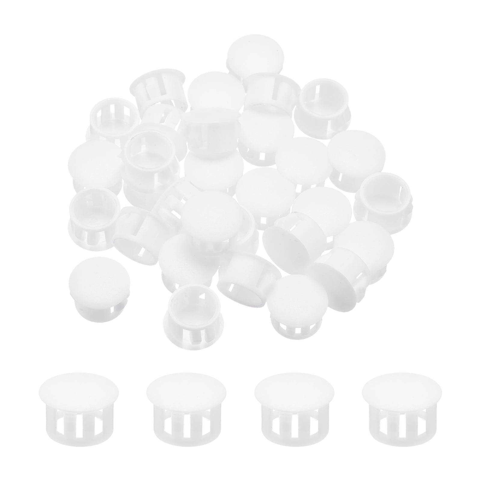 Uxcell 64Pcs 14mm(5/9') White Round Hole Plugs Nylon Plastic Flush Type ...