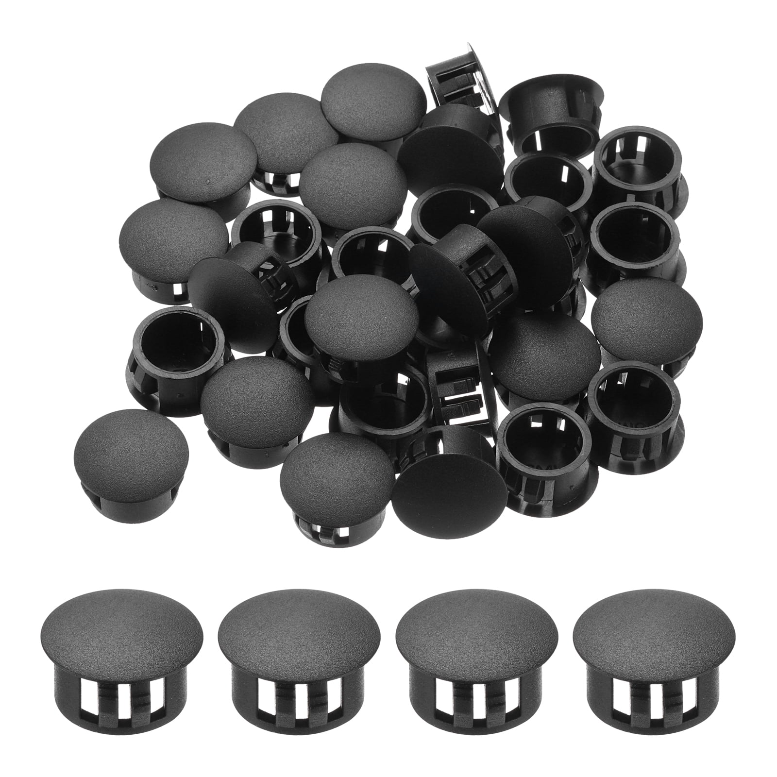 Uxcell 64Pcs 15mm(5/9') Black Round Hole Plugs Nylon Plastic Flush Type ...