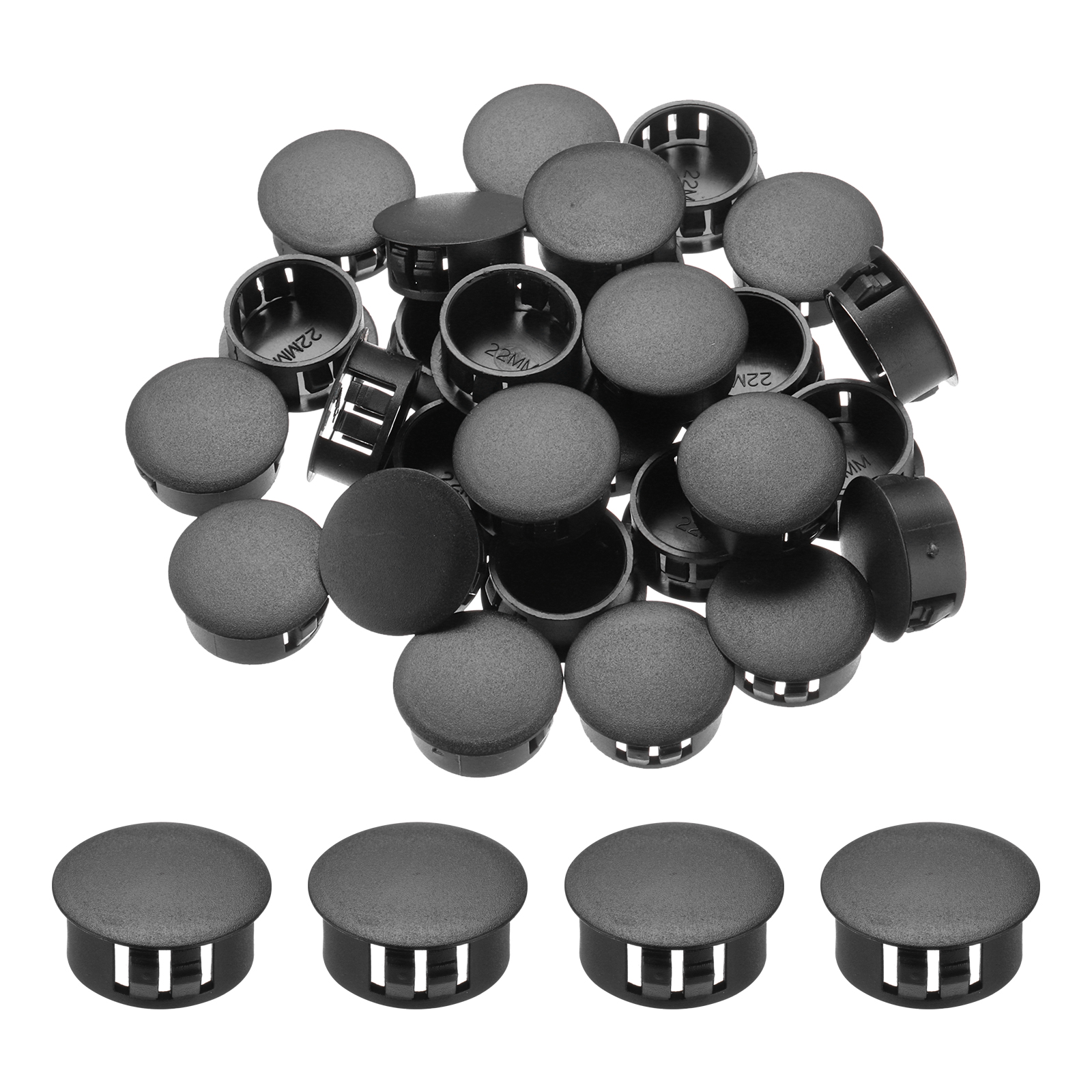 Uxcell 64Pcs 19mm(3/4') Black Round Hole Plugs Nylon Plastic Flush Type ...