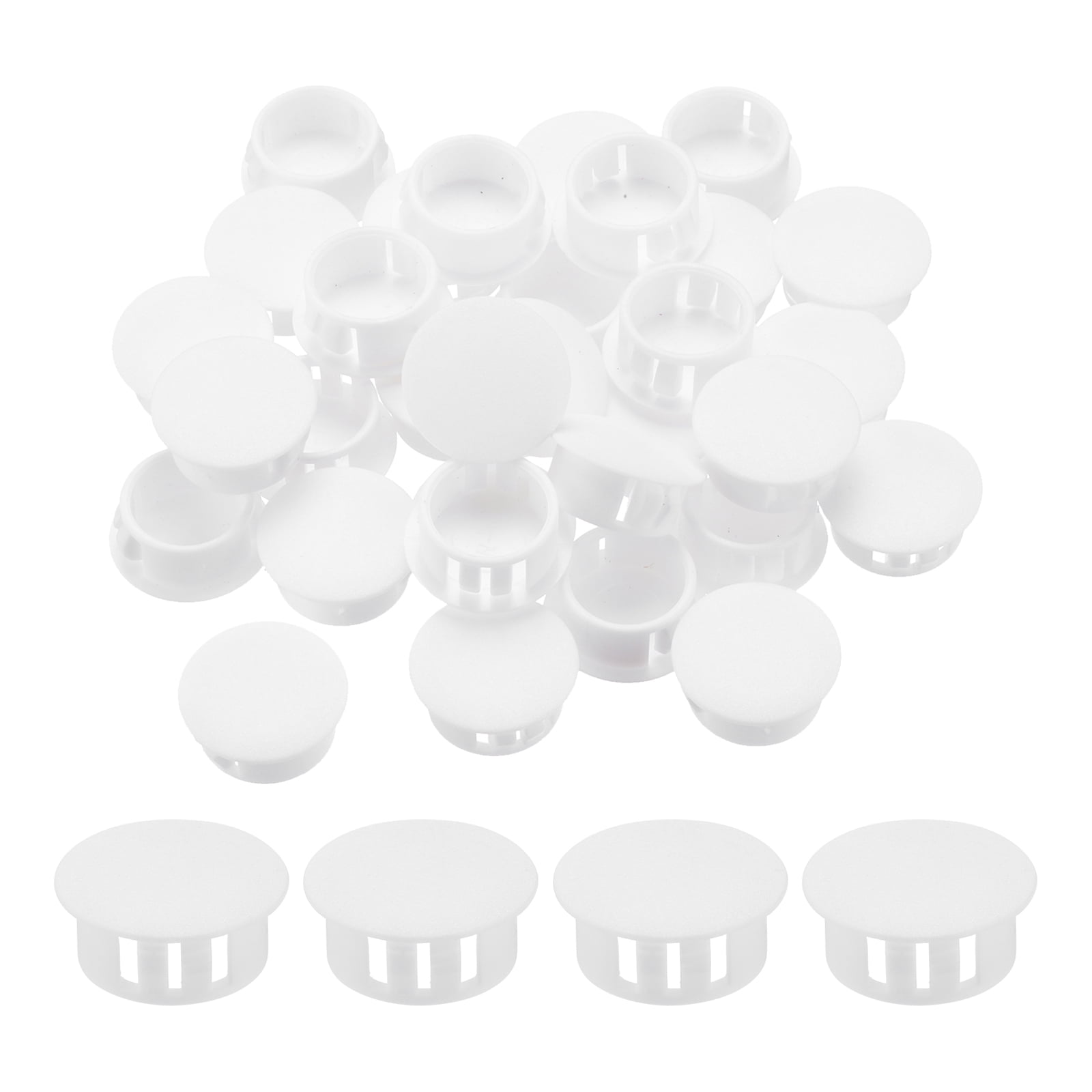 Uxcell 64Pcs 19mm(3/4') White Round Hole Plugs Nylon Plastic Flush Type ...