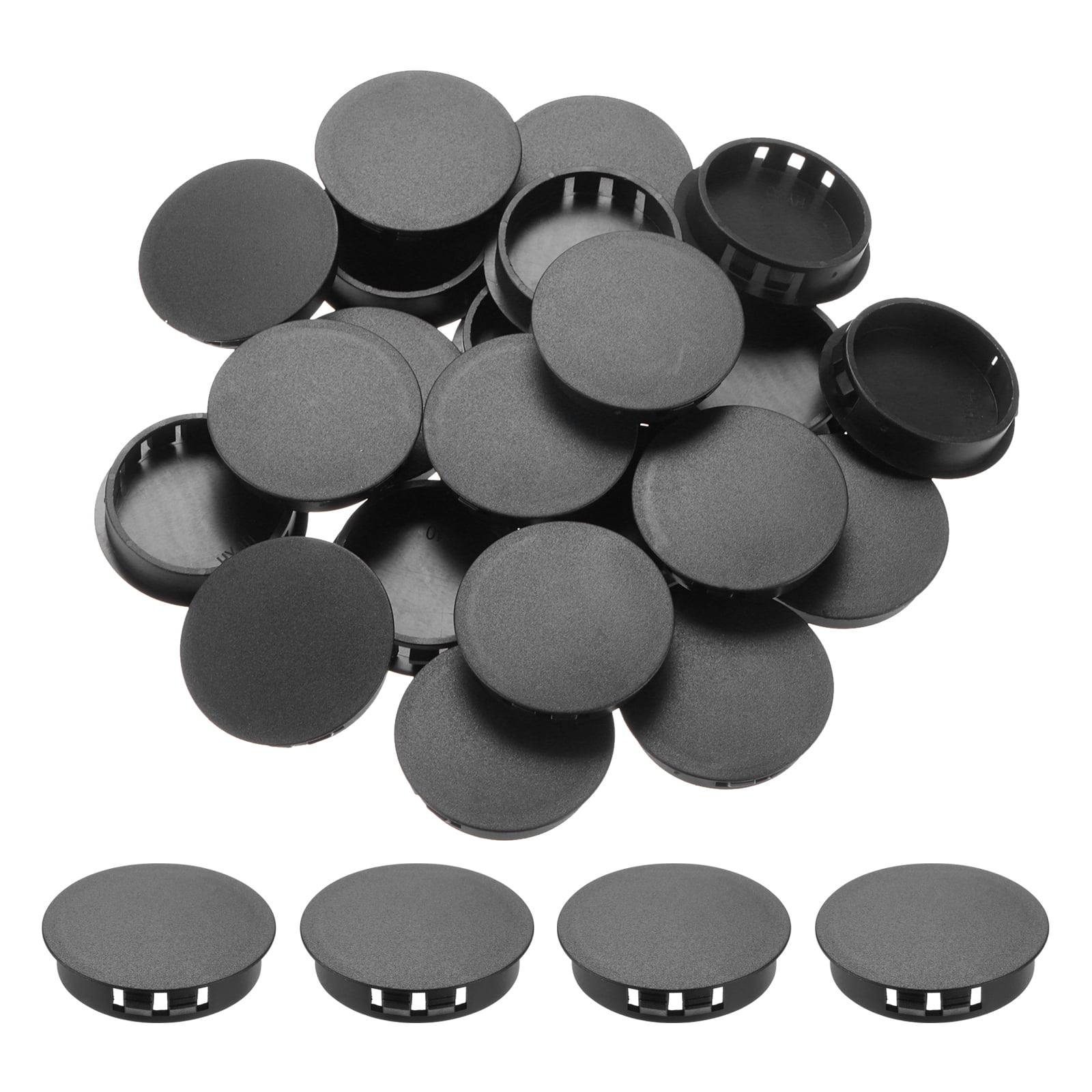 Uxcell 64Pcs 35mm(1 3/8') Black Round Hole Plugs Nylon Plastic Flush ...