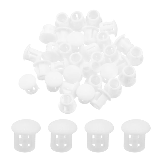 Uxcell 64Pcs 5mm(3/16') White Round Hole Plugs Nylon Plastic Flush Type ...