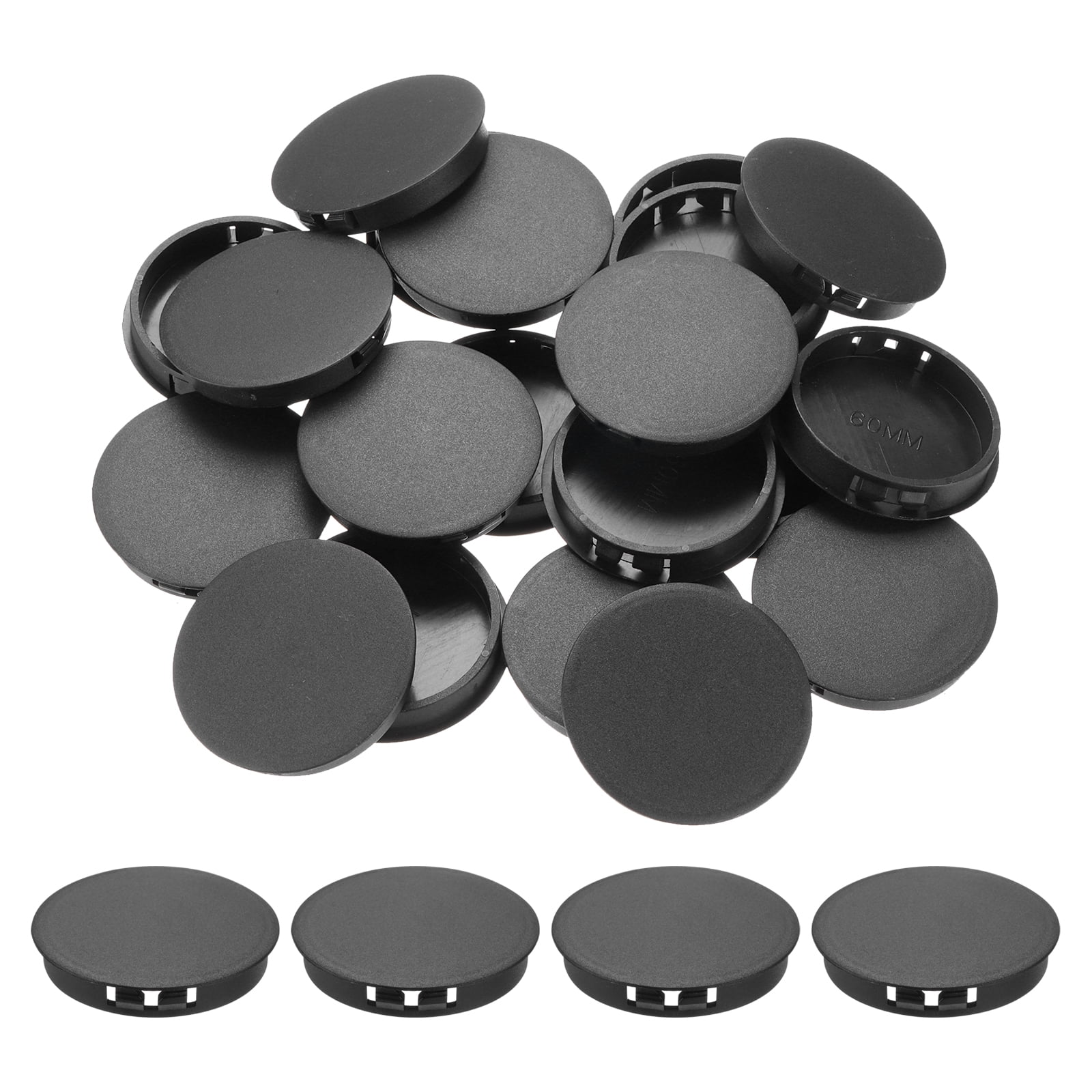 Uxcell 64Pcs 60mm(2 3/8') Black Round Hole Plugs Nylon Plastic Flush ...