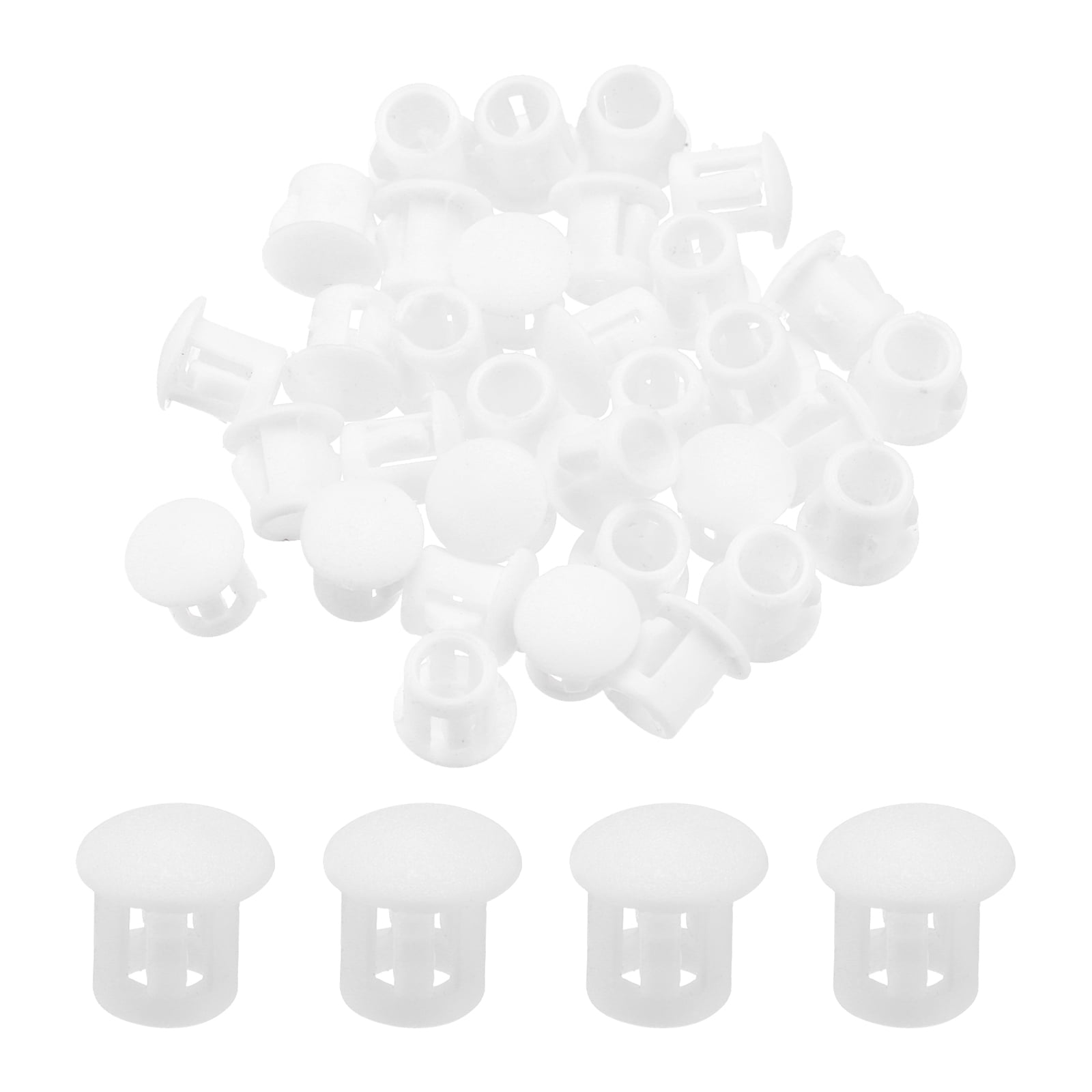 Uxcell 64Pcs 6mm(1/4') White Round Hole Plugs Nylon Plastic Flush Type ...