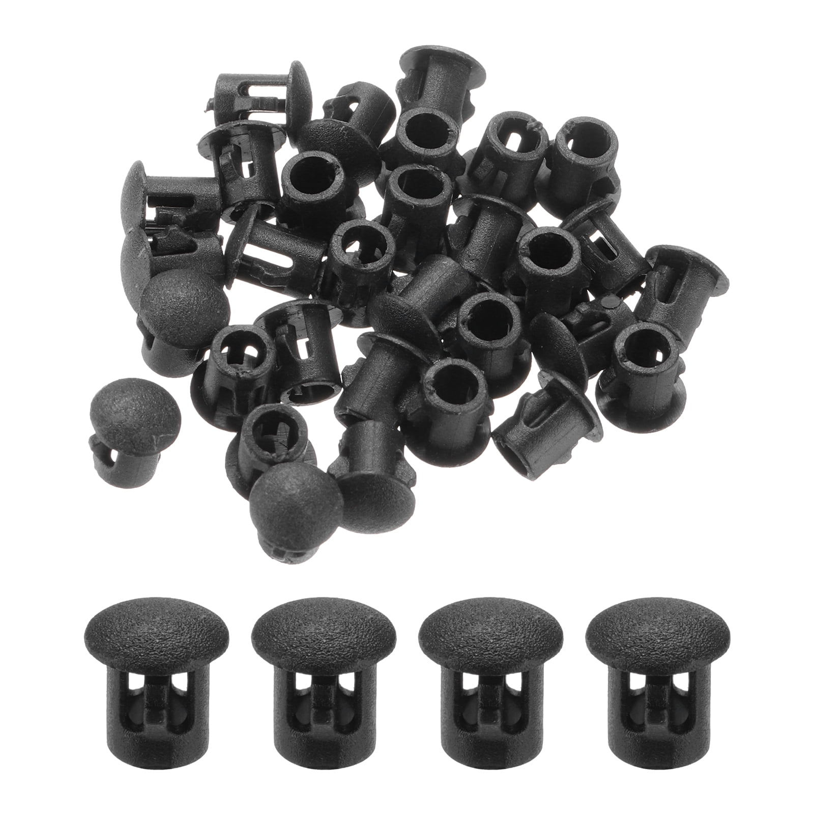 Uxcell 64Pcs 7mm(1/4') Black Round Hole Plugs Nylon Plastic Flush Type ...