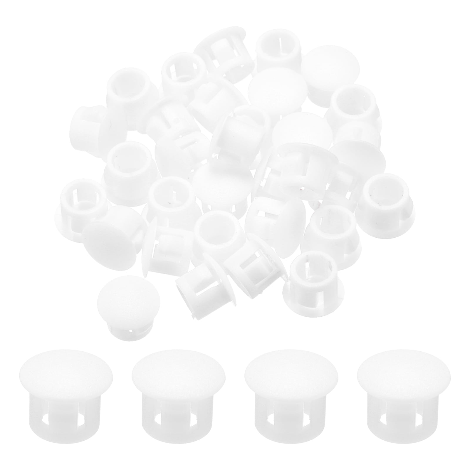 Uxcell 64Pcs 7mm(1/4') White Round Hole Plugs Nylon Plastic Flush Type ...