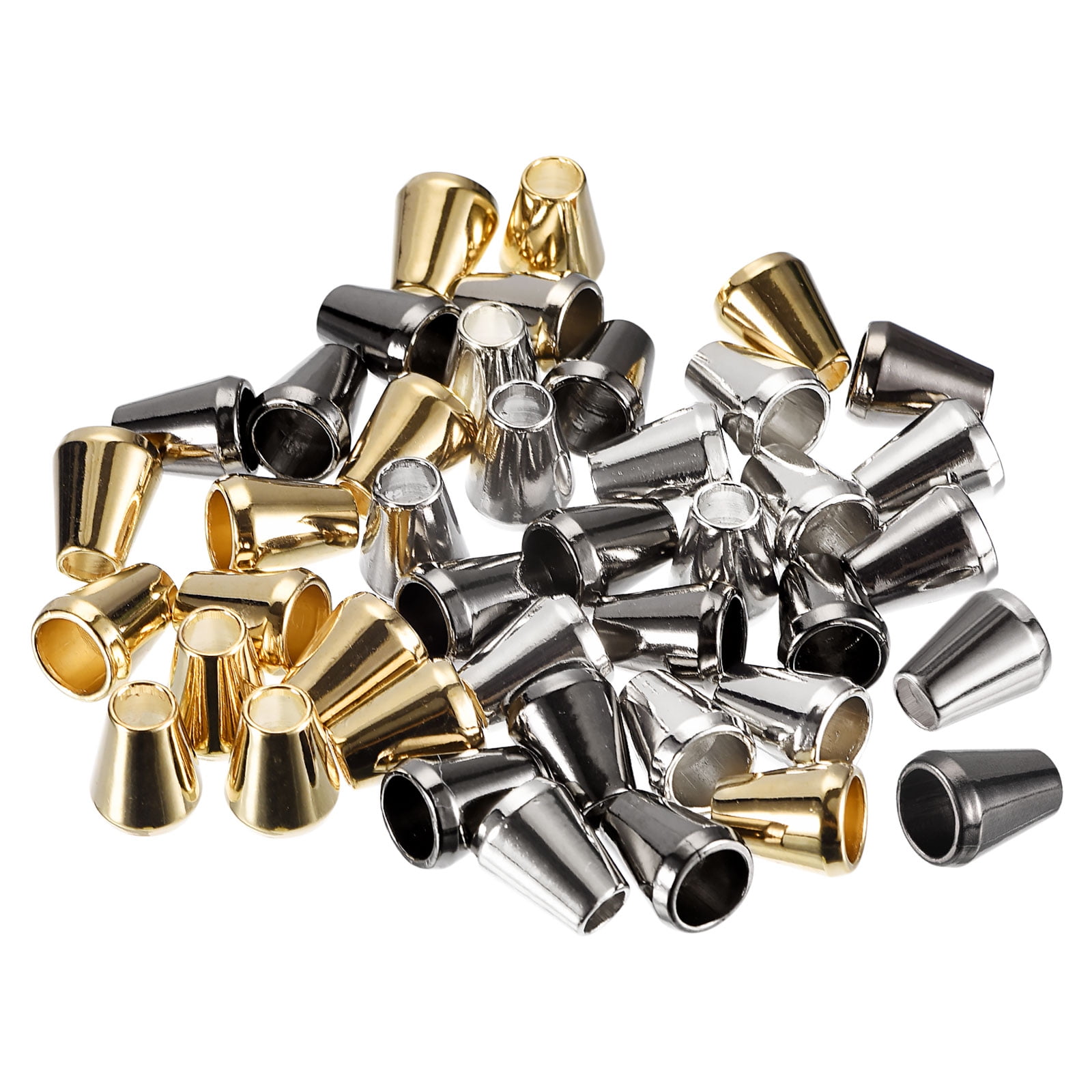 Uxcell 64pcs Conical Bell Metal Cord Rope Locks, Metal Cord Rope ...