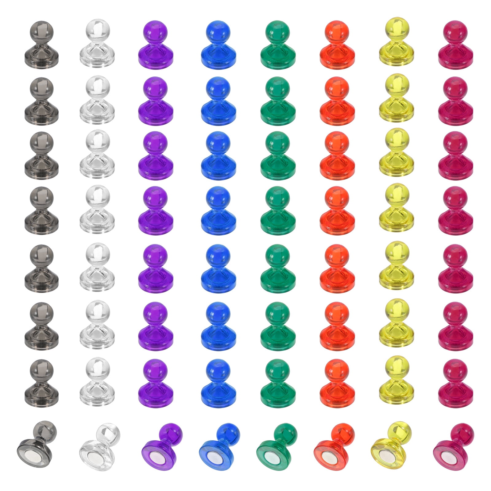 Uxcell 64pcs Magnets Push Pins, 0.8x0.6" Strong Fridge Magnets Magnetic ...