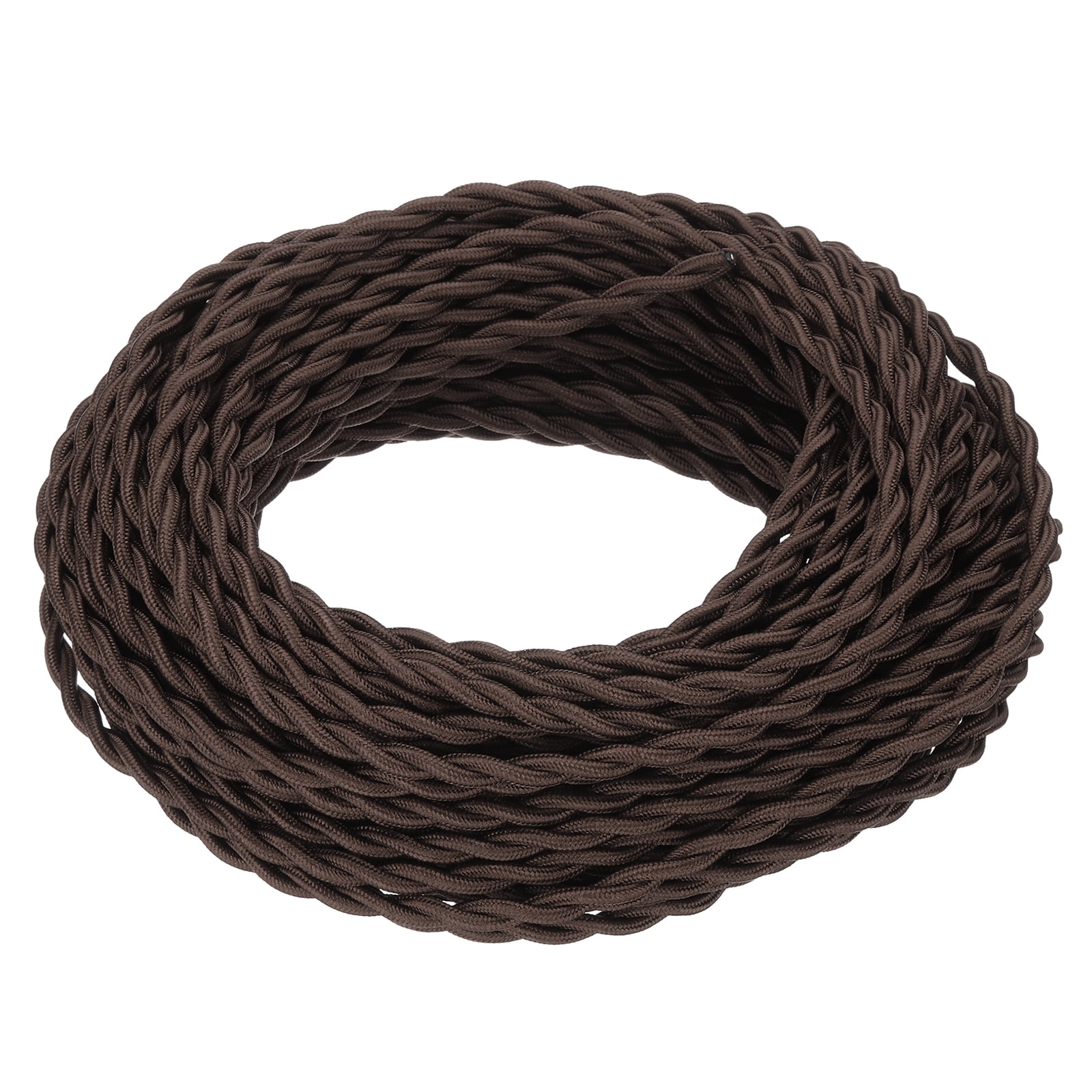 Uxcell 65 ft 18AWG 2-Conductor Twisted Cloth Covered Wire, Dark Brown ...