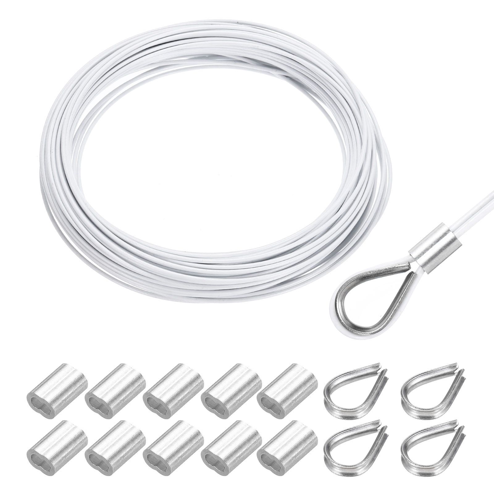 Uxcell 66FT Stainless Steel Cable Railing Kit, 1/16" Vinyl Coated 7x7 ...
