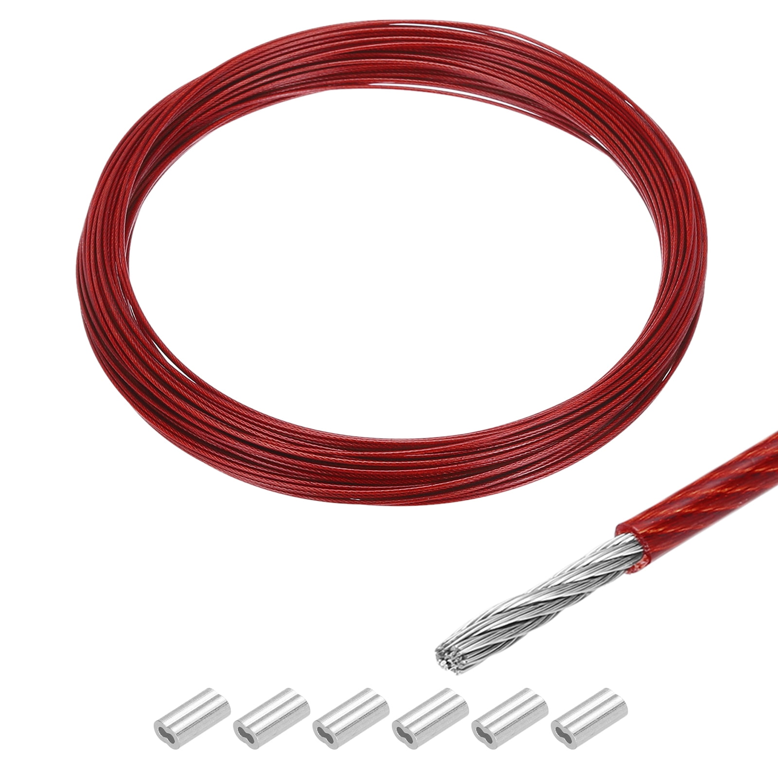 Uxcell 66Ft(20m) Wire Rope 304 Stainless Steel Cable 3/64"(1mm) Vinyl ...