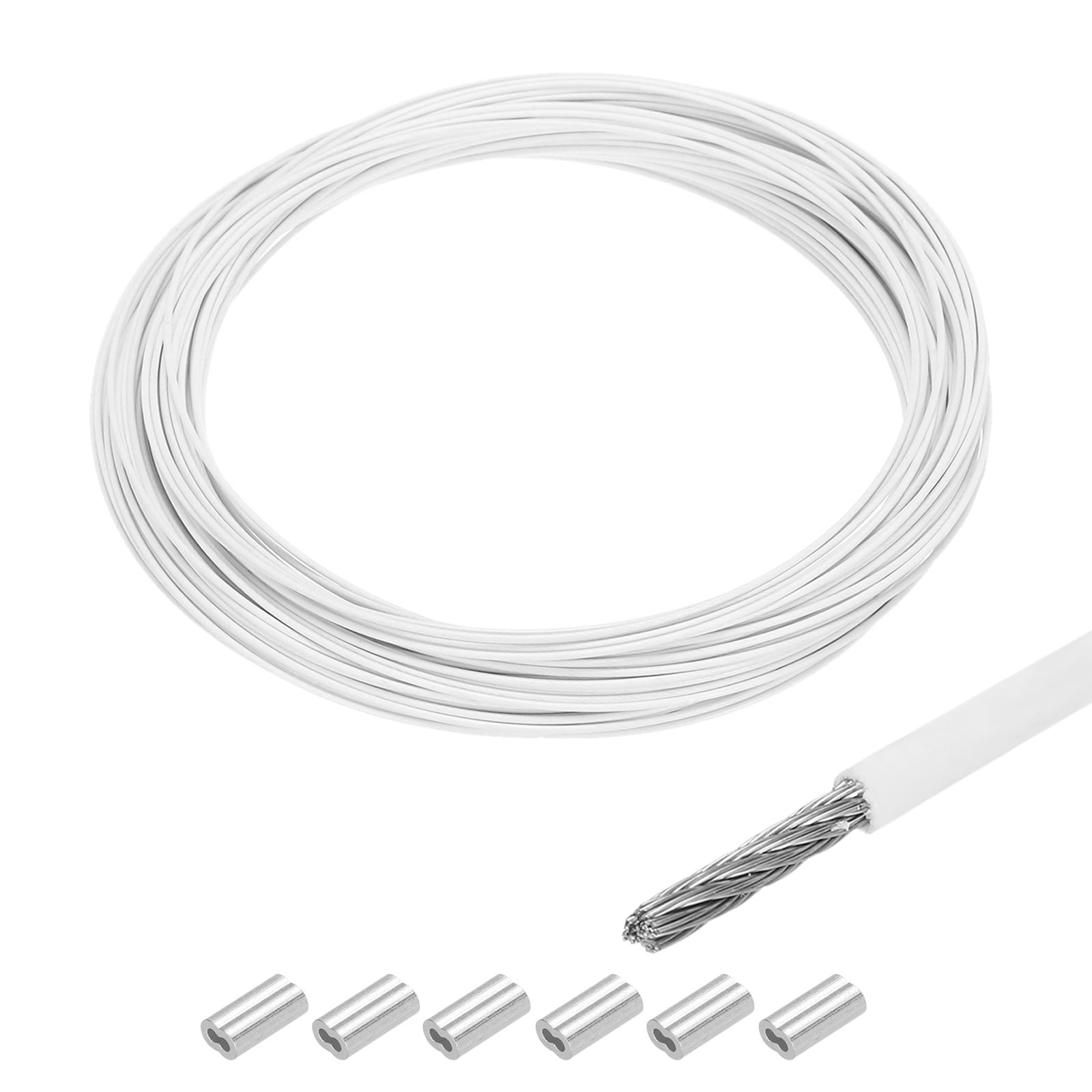 Uxcell 66Ft(20m) Wire Rope 304 Stainless Steel Cable 3/64"(1mm) Vinyl ...