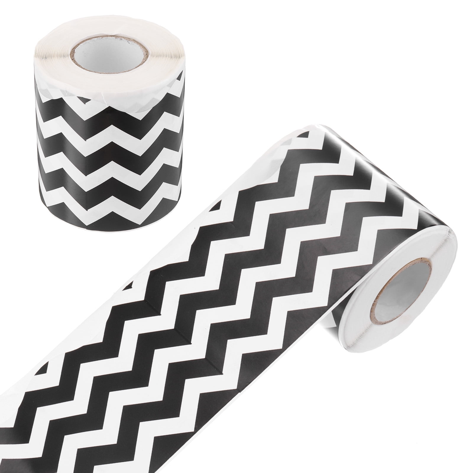Uxcell 66ft Black White Stripe Bulletin Board Borders, Scalloped Rolled ...
